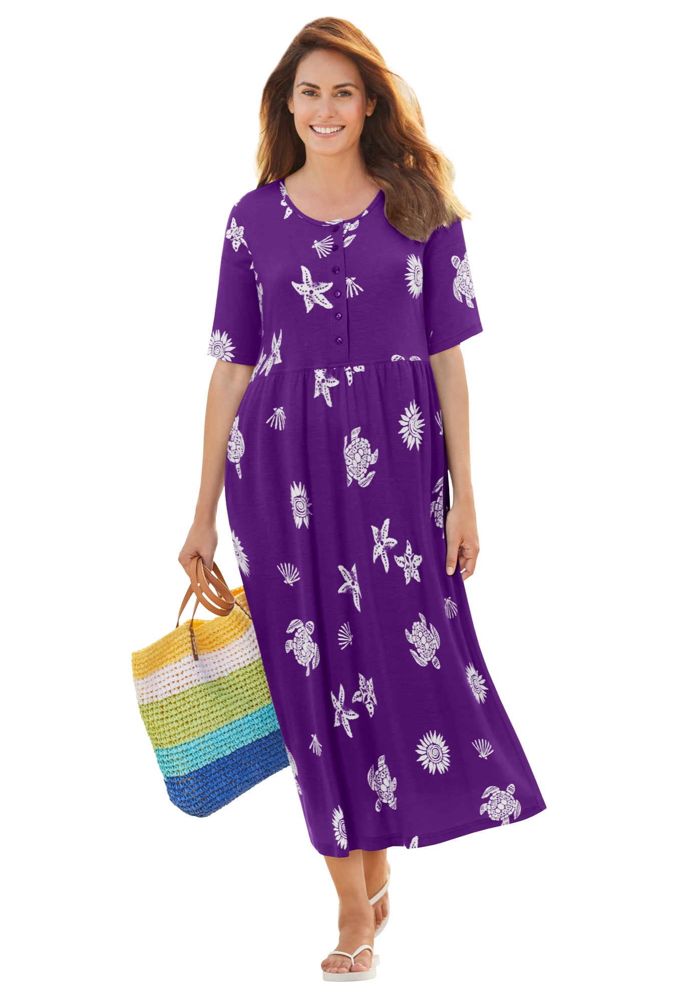 Woman Within Plus Size Stamped Empire Waist Dress - Walmart.com