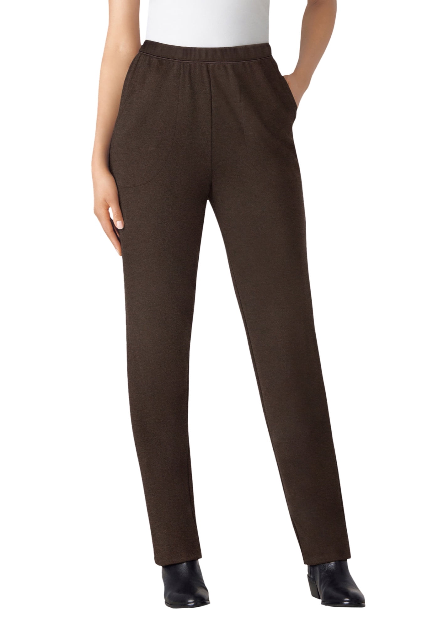 Woman Within Women's Plus Size Straight Leg Ponte Knit Pant - Walmart.com