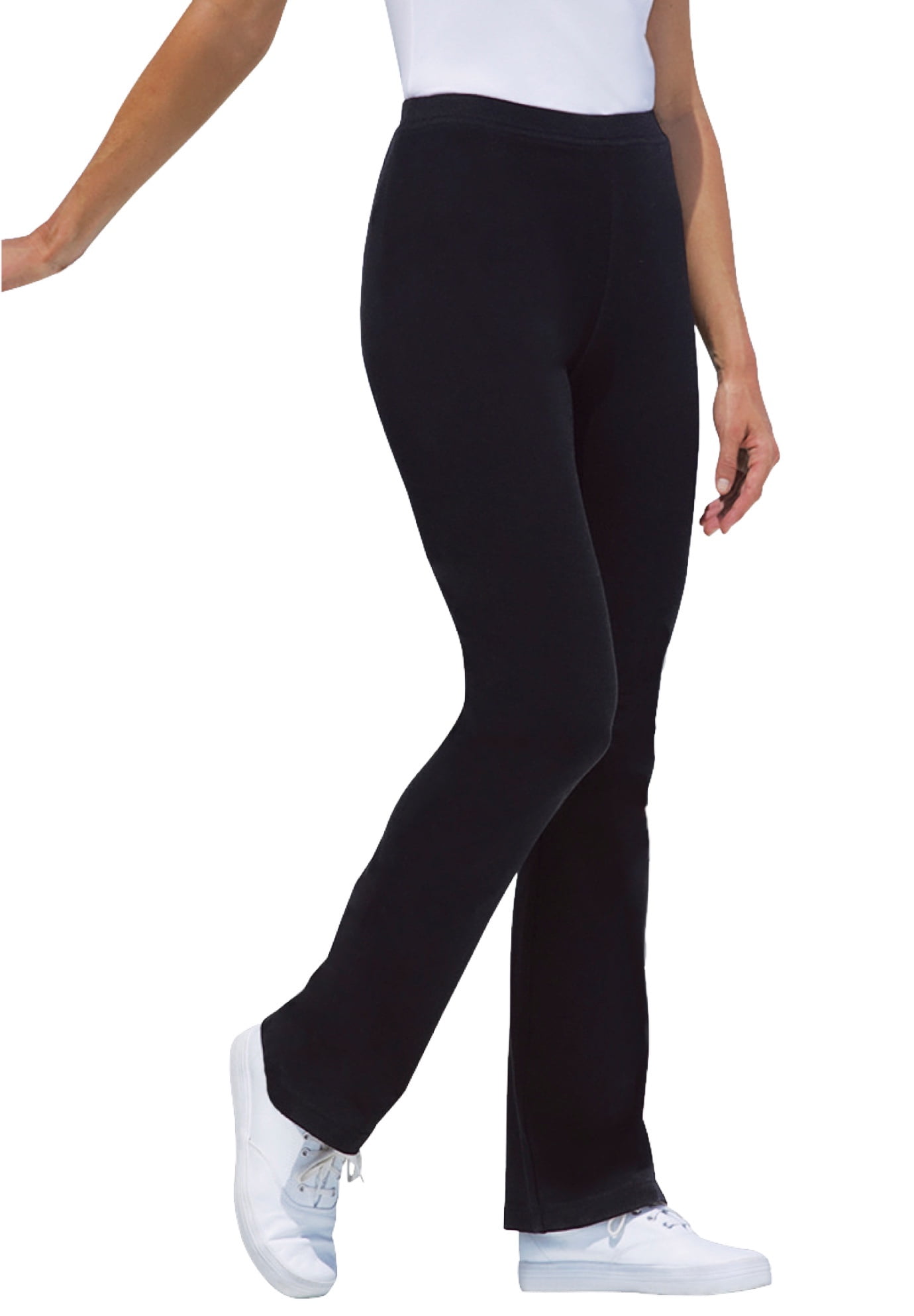 Woman Within Plus Size Stretch-Cotton Knit Pull-On Bootcut Leggings ...