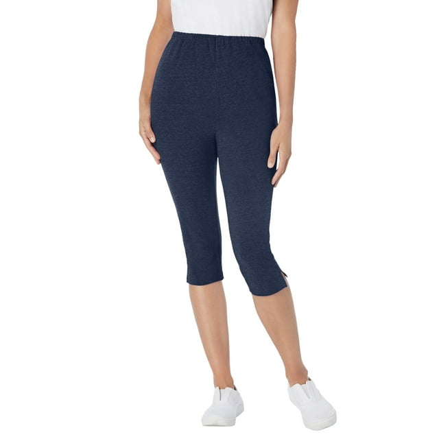 Woman Within Womens Plus Size Stretch Cotton Capri Legging