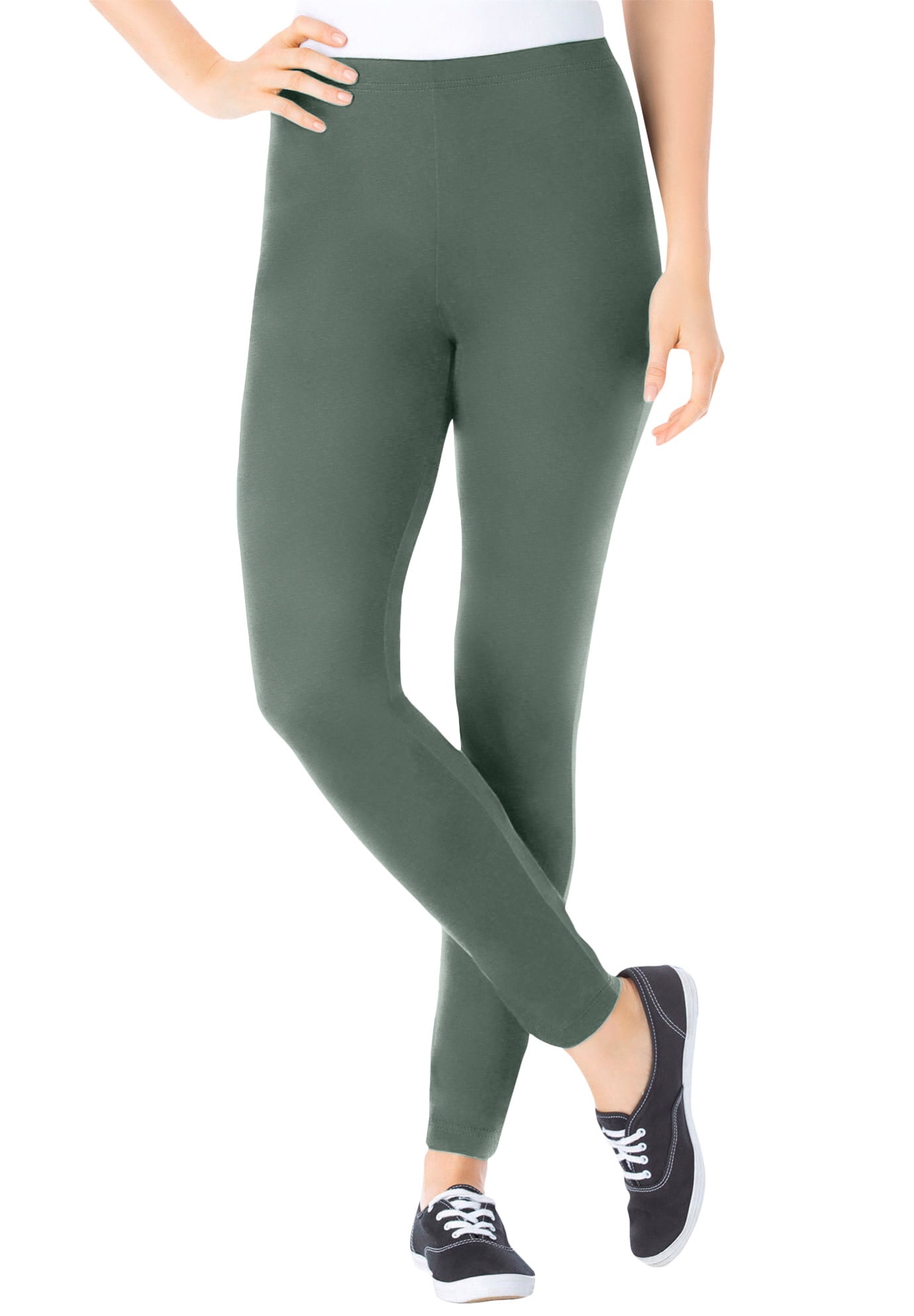 Woman Within Women's Plus Size Stretch Cotton Legging - 4X, Pine ...