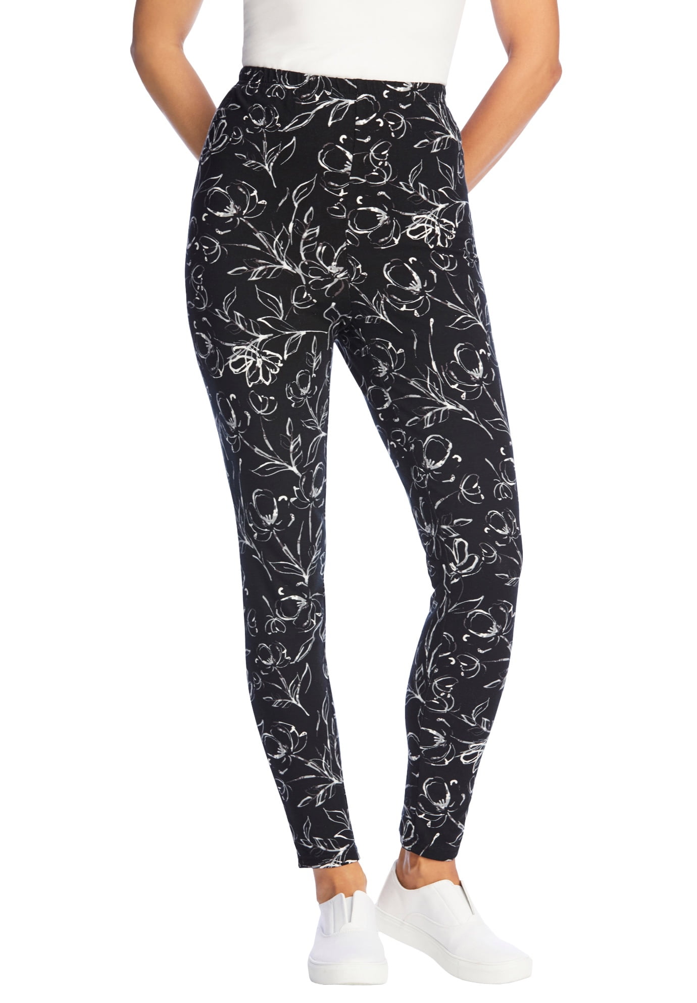 Woman Within Womens Plus Size Stretch Cotton Printed Legging S