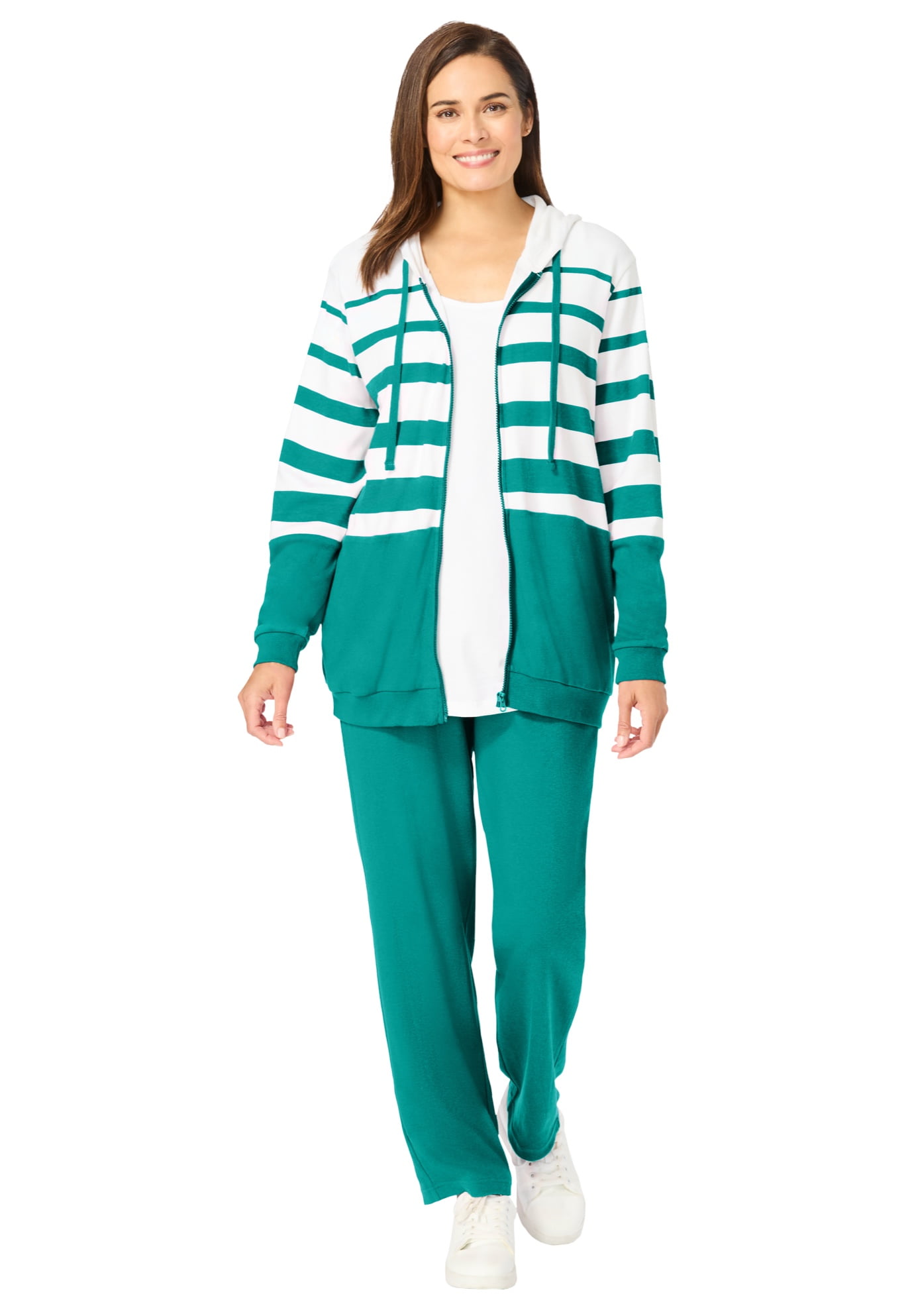 Woman Within Plus Size Striped Full Zip Jacket Set - Walmart.com
