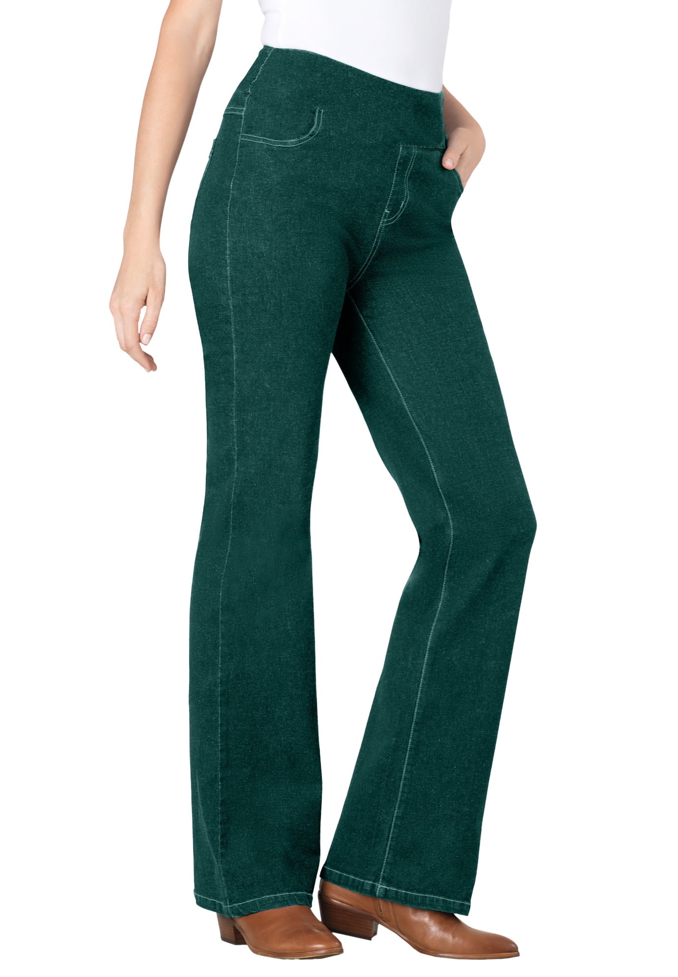 Woman Within Plus Size Tall Flex-Fit Pull-On Bootcut Denim Jean ...