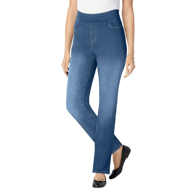 Woman Within Womens Plus Size Tall Flex Fit Pull On Bootcut Jean Jean