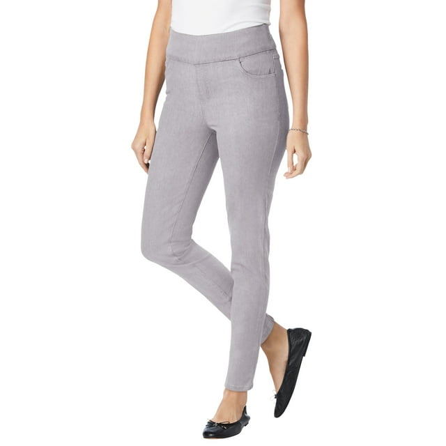 Woman Within Womens Plus Size Tall Flex Fit Pull On Slim Denim Jean