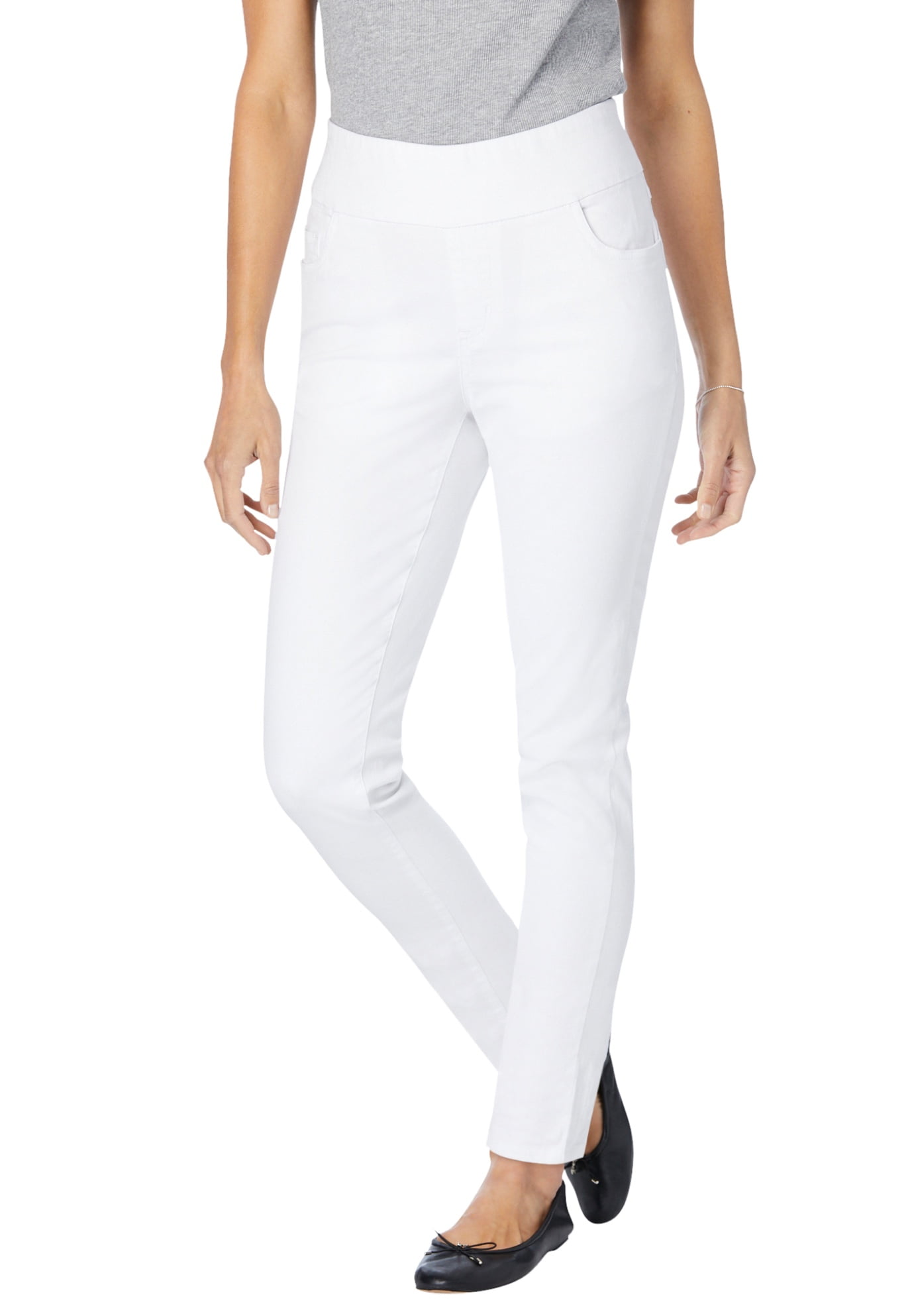 Woman Within Women's Plus Size Tall Flex-Fit Pull-On Slim-Leg Denim ...