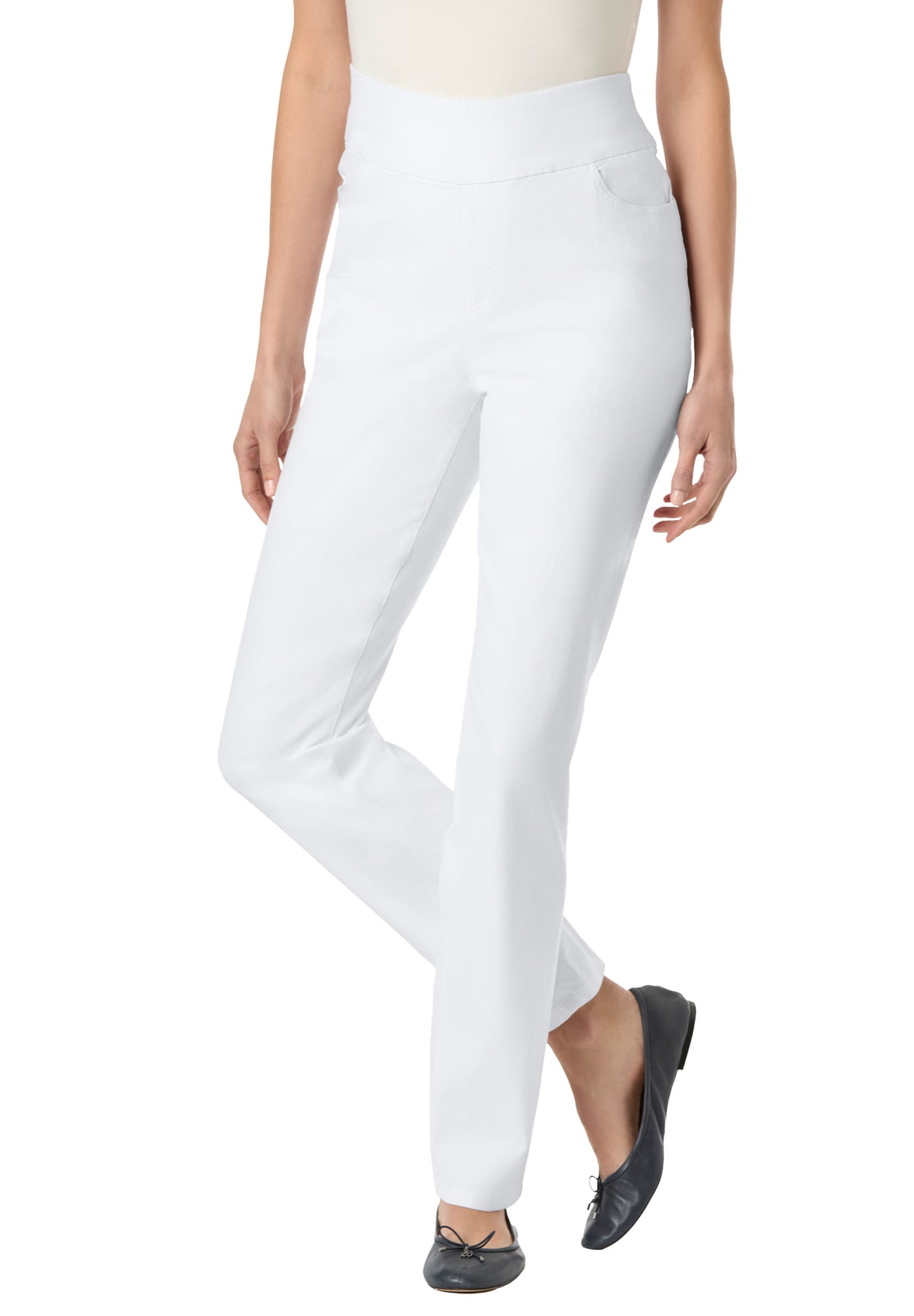 Woman Within Plus Size Tall Flex-Fit Pull-On Straight-Leg Denim Jean ...