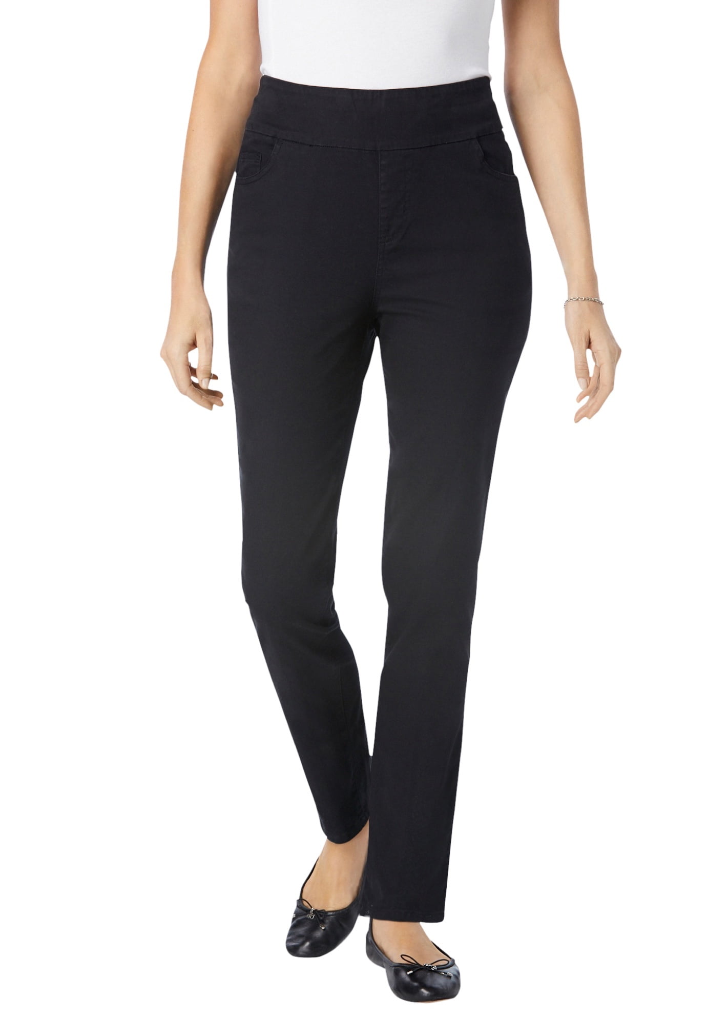 Woman Within Women's Plus Size Tall Flex-Fit Pull-On Straight-Leg Denim ...