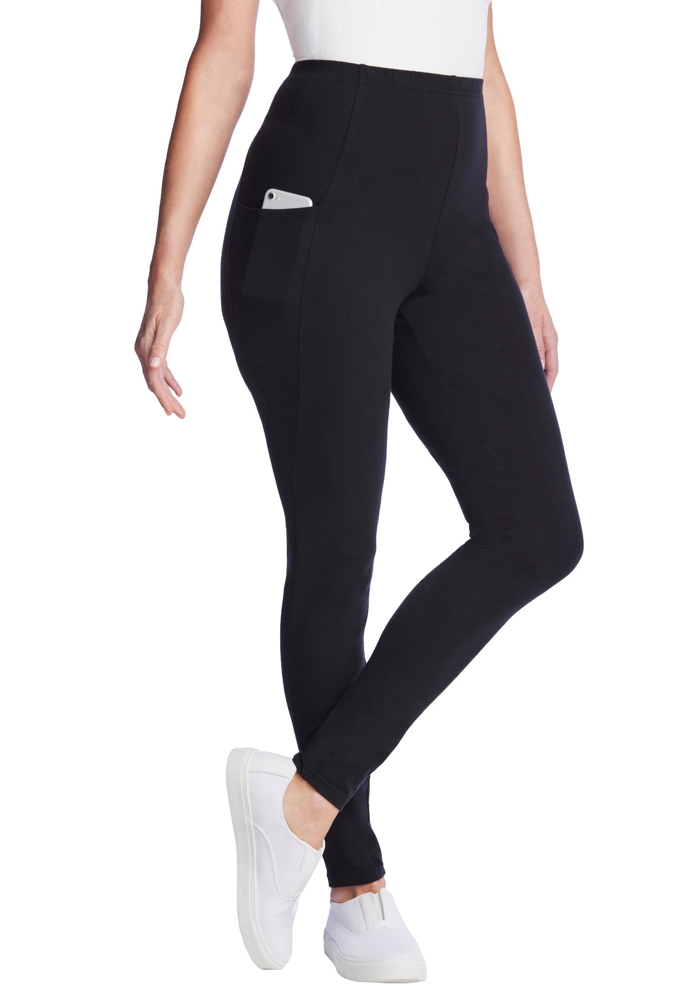 Woman Within Womens Plus Size Tall Pocket Legging S Black