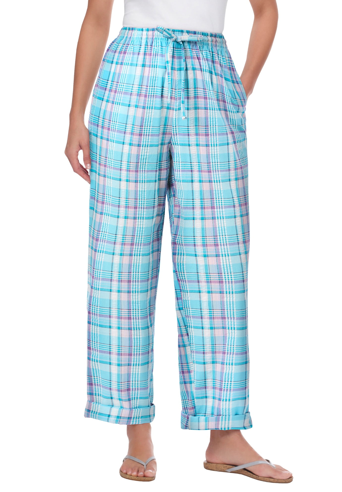 Woman Within Women's Plus Size Tall Seersucker Pant - Walmart.com