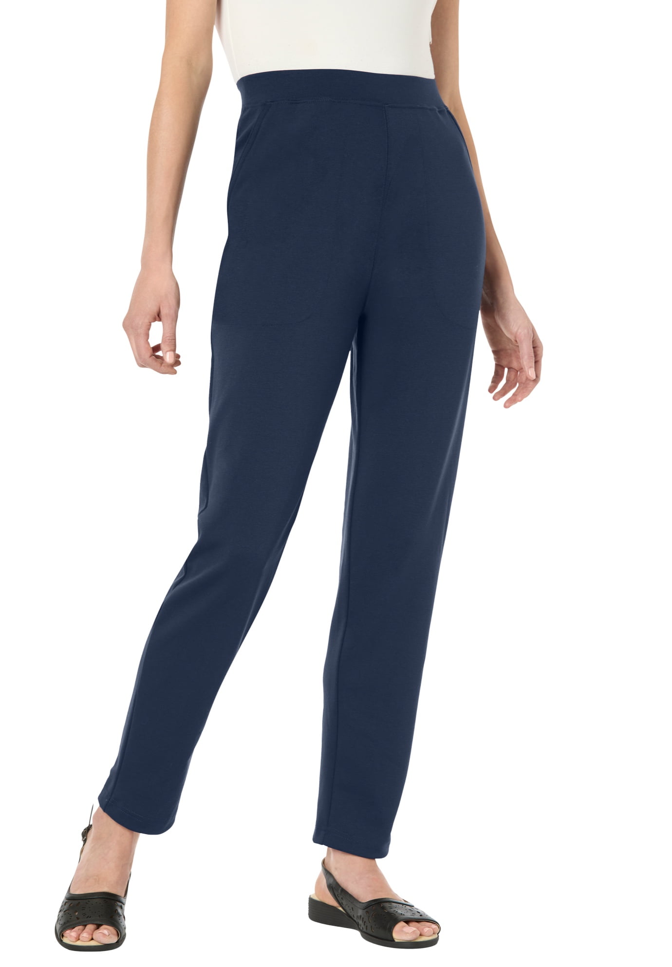 Woman Within Women's Plus Size Tall Straight Leg Ponte Knit Pant ...