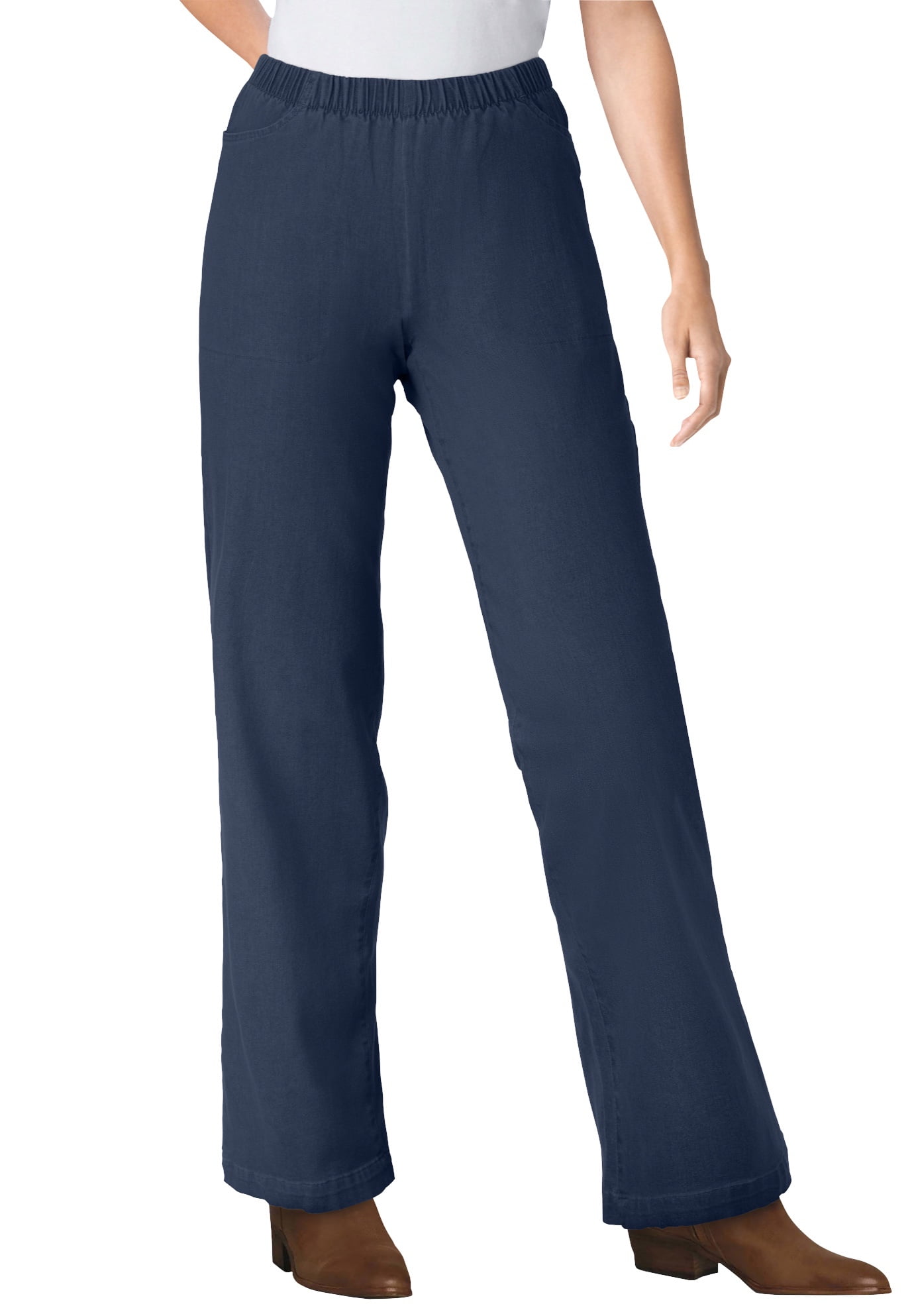 Woman Within Plus Size Tall Wide-Leg Fineline Denim Jean - Walmart.com