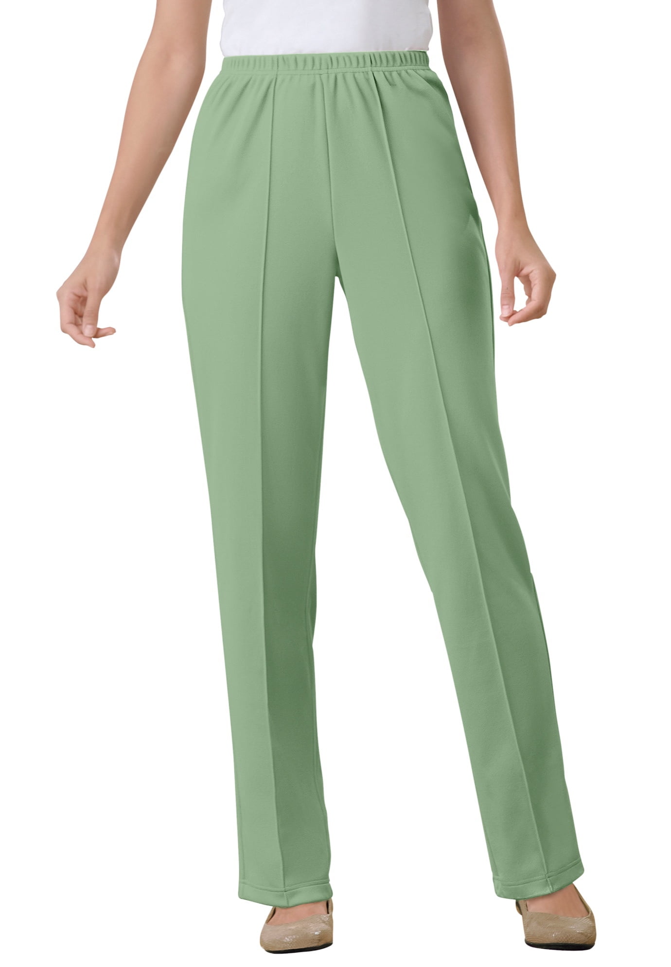 Woman Within Plus Size Knit Hassle-Free Pull-On Elastic-Waist Pants ...