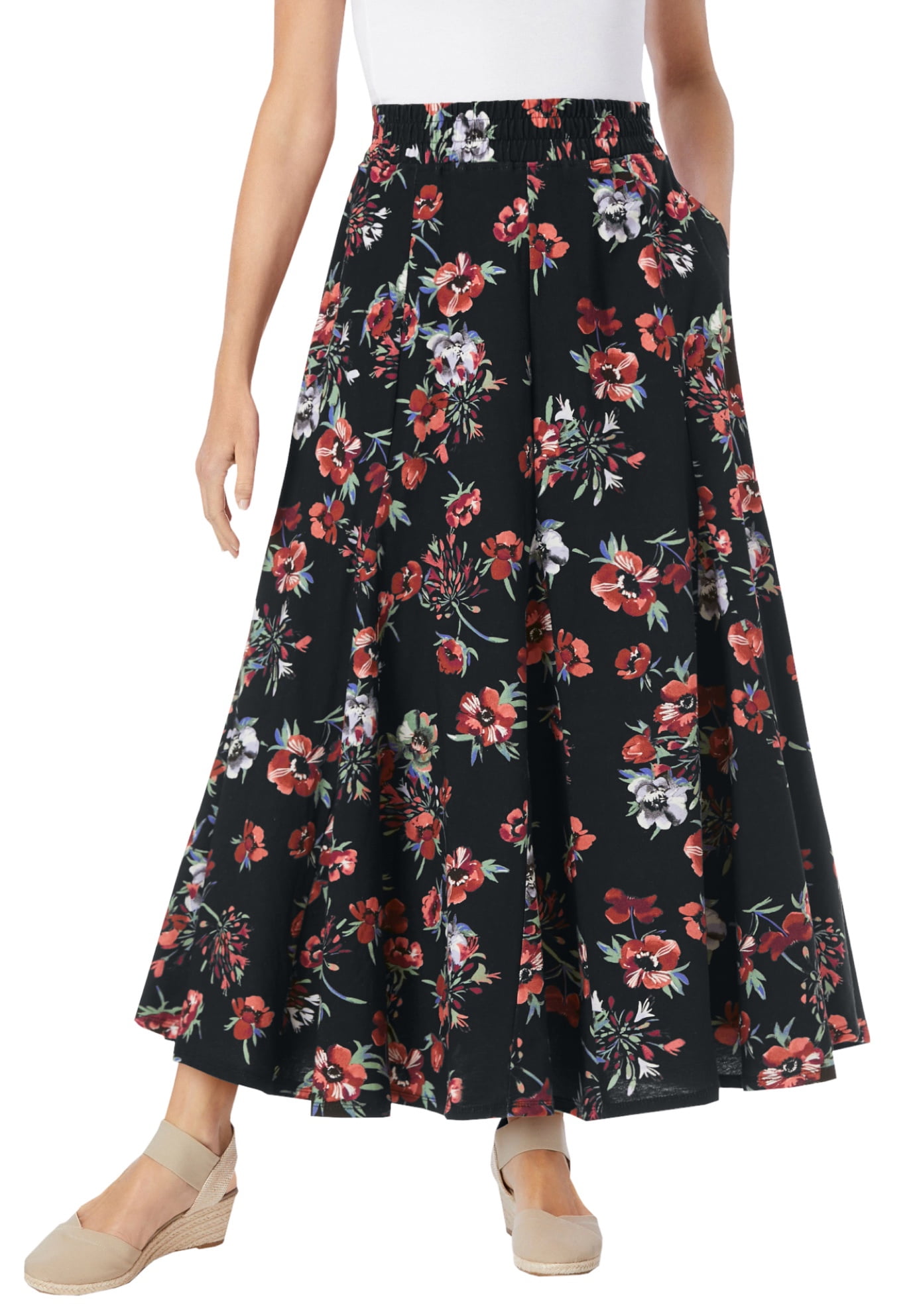 Woman Within Plus Size Wide Elastic Waist Skirt - Walmart.com