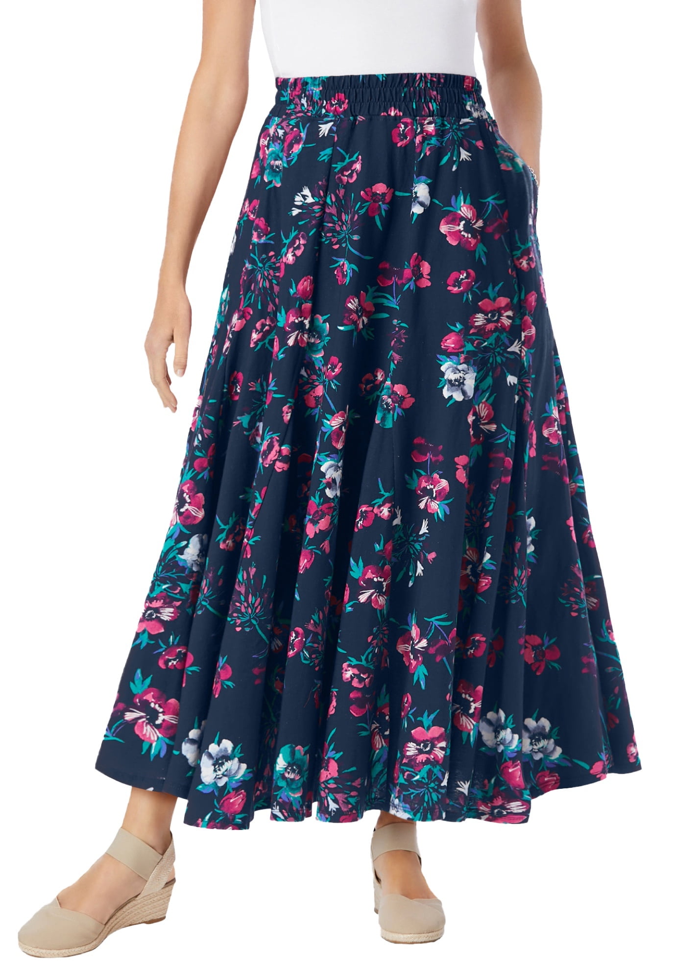 Woman Within Plus Size Wide Elastic Waist Skirt - Walmart.com