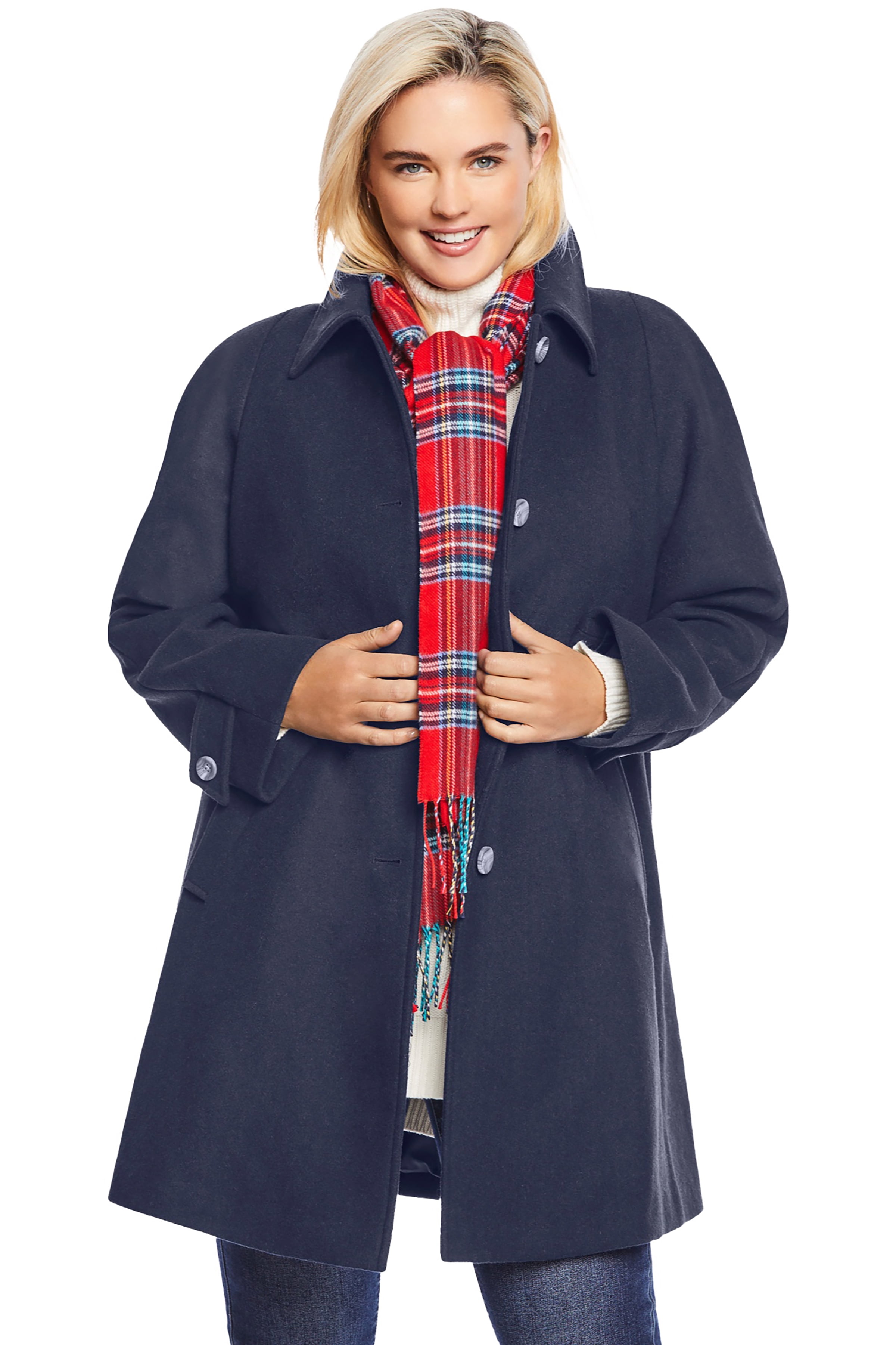 Woman Within Plus Size Wool-Blend Classic A-Line Coat - Walmart.com