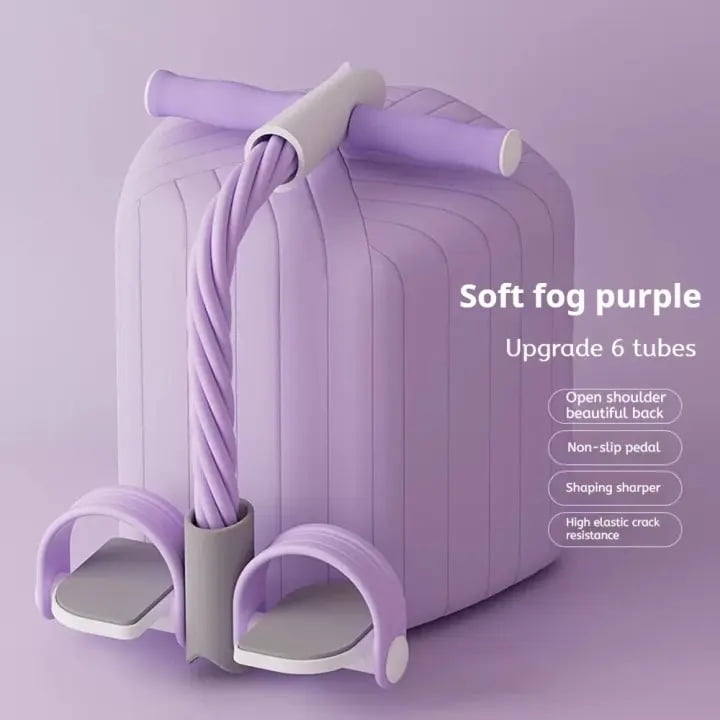 Woman Yoga Pedal Puller Portable Resistance Band Exercise At Home ...