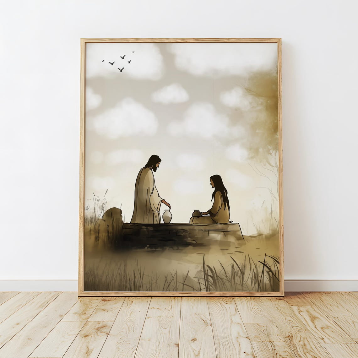 Woman at the Well John 4 Christian Art, Unframed Canvas Size 12x18 ...