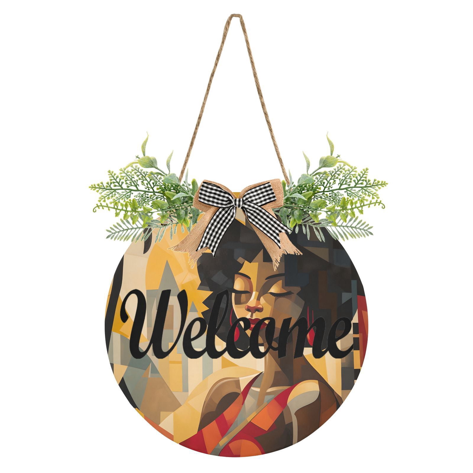 Woman in Red Welcome Sign for Front Door Wreath Door Sign for Farmhouse ...