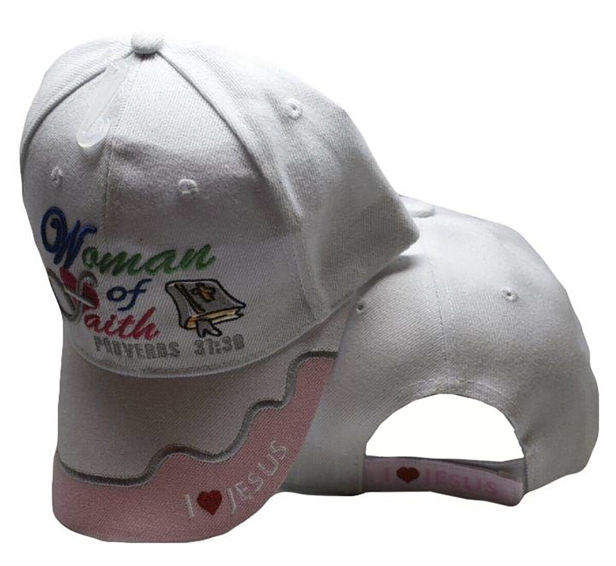 Woman of Faith Christian Jesus White with Pink Rim Embroidered Cap ...