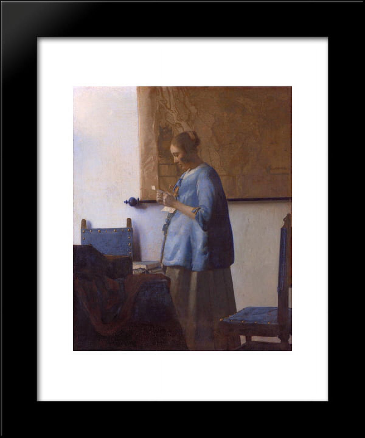 Woman reading a letter (Woman in Blue Reading a Letter) 20x24 Framed ...