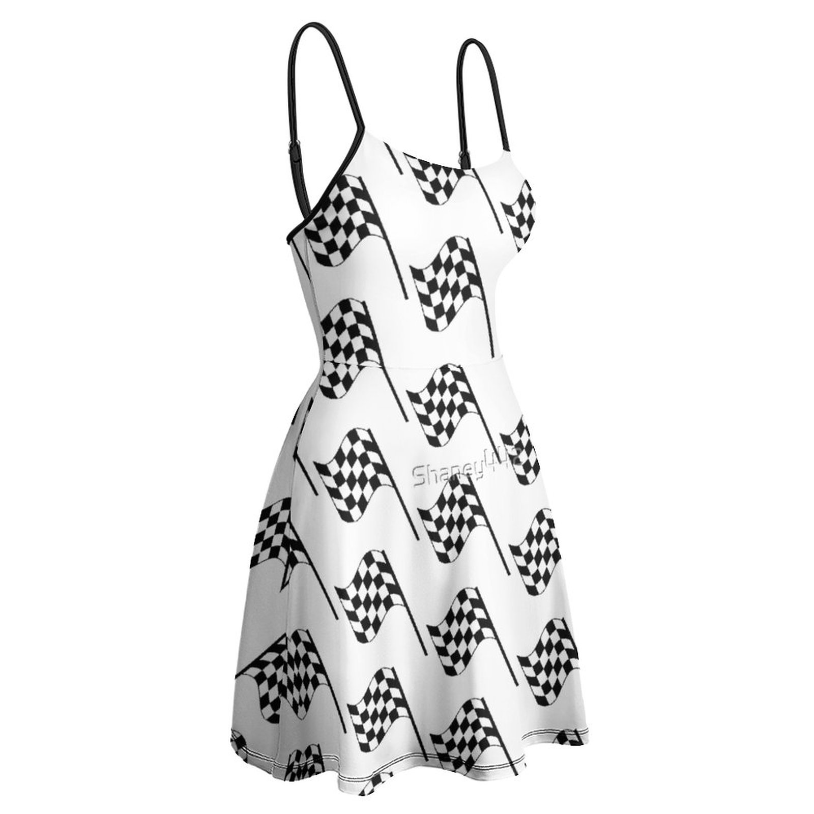 Woman's Dress Exotic Checkered Flag Women's Sling Dress Funny Novelty ...