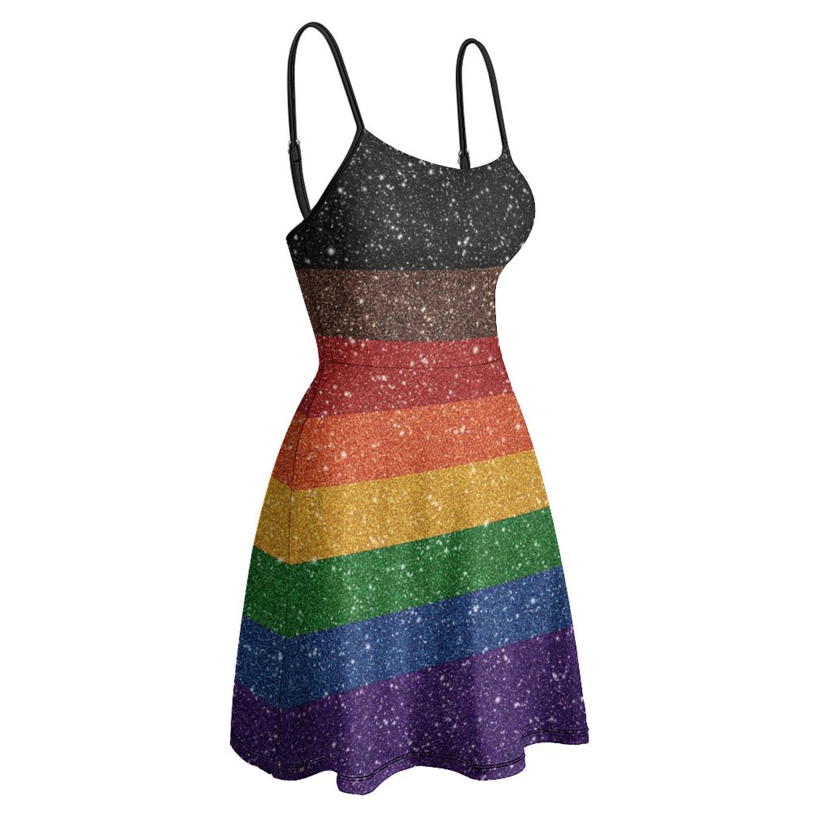 Woman's Dress Exotic Faux Glitterlusive Pride Flag Women's Sling Dress ...
