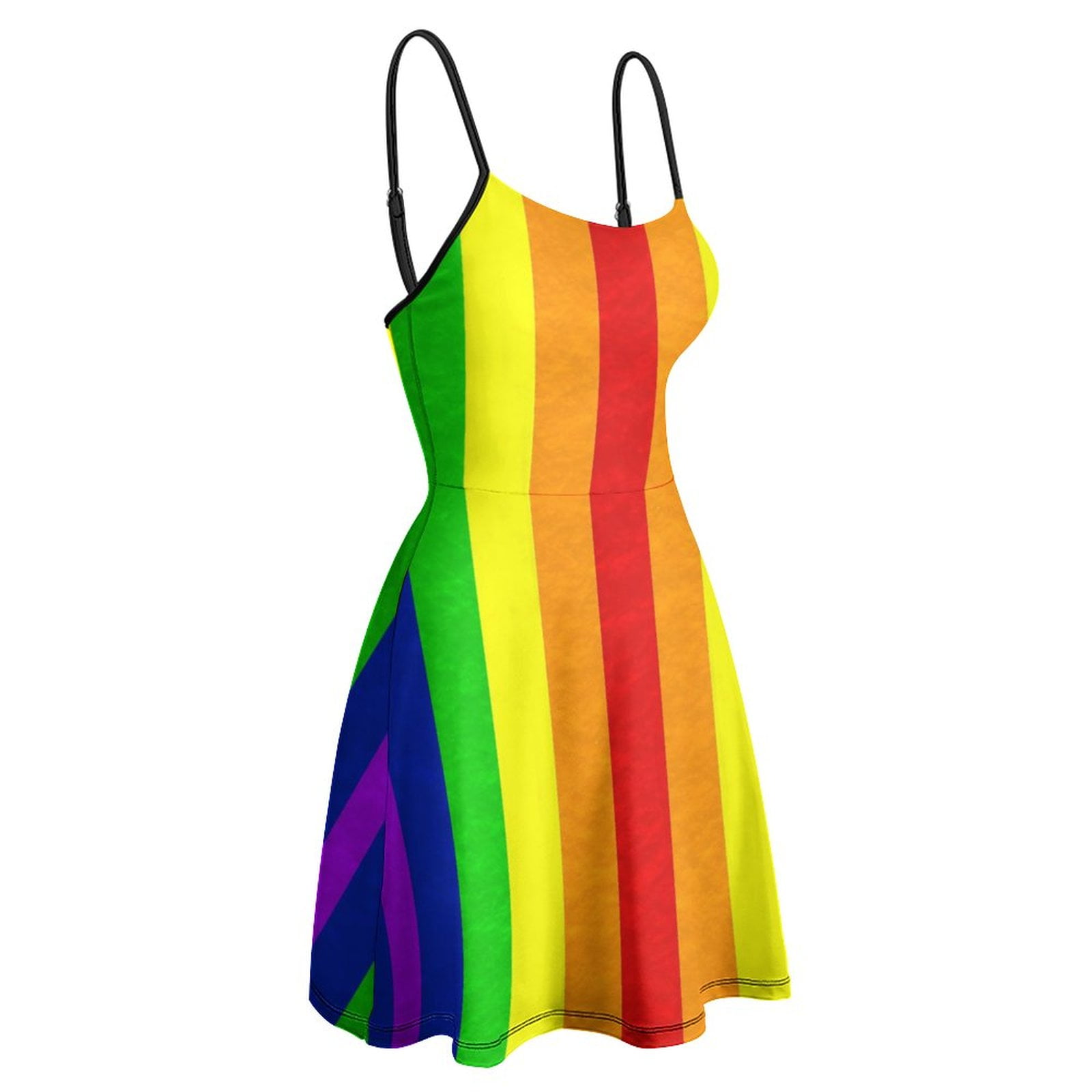 Woman's Dress Exotic (mirrored) Gay Pride Flag Women's Sling Dress Humor Graphic Parties Woman's ...