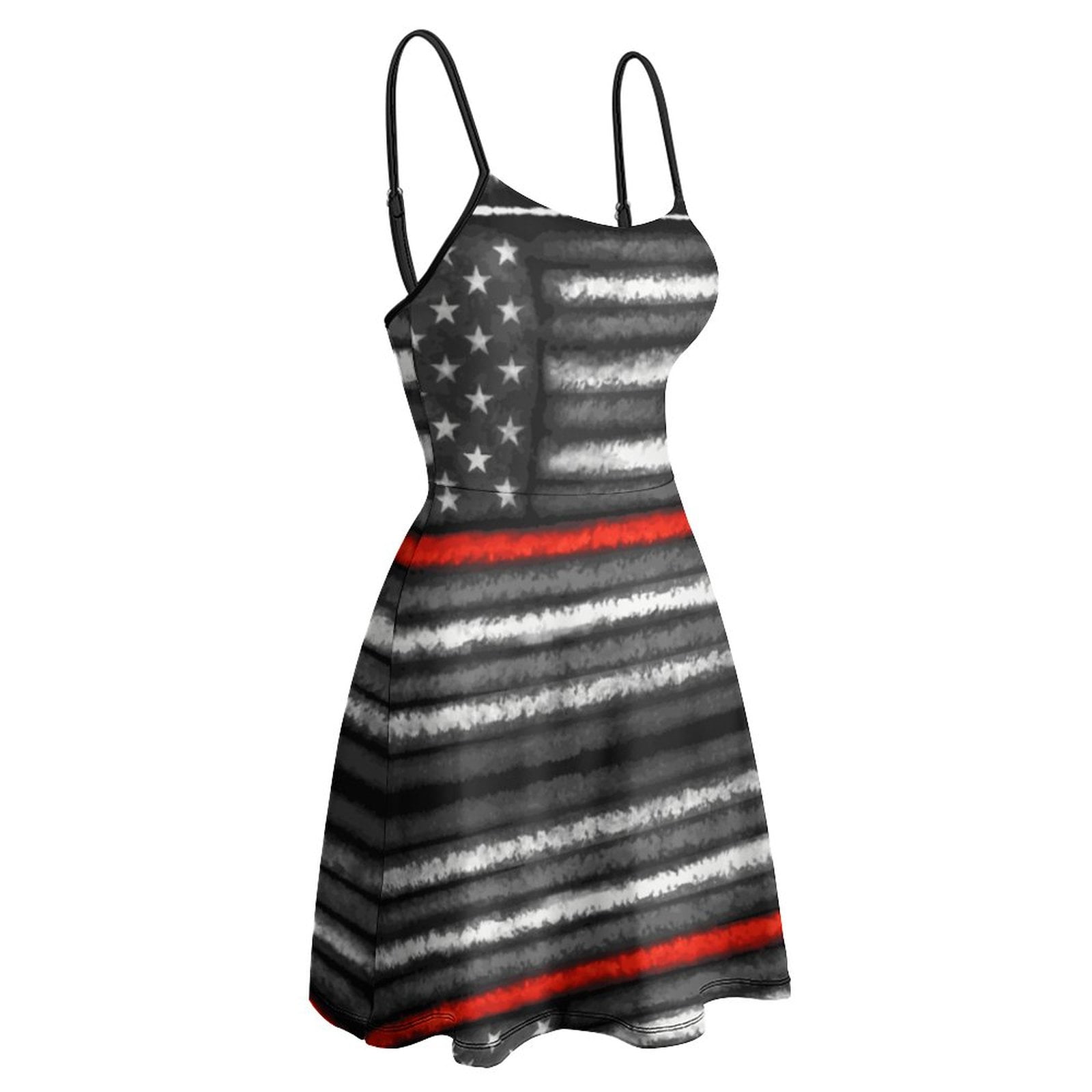 Woman's Dress Firefighter Flag Distressed Thin Red Line USA First ...
