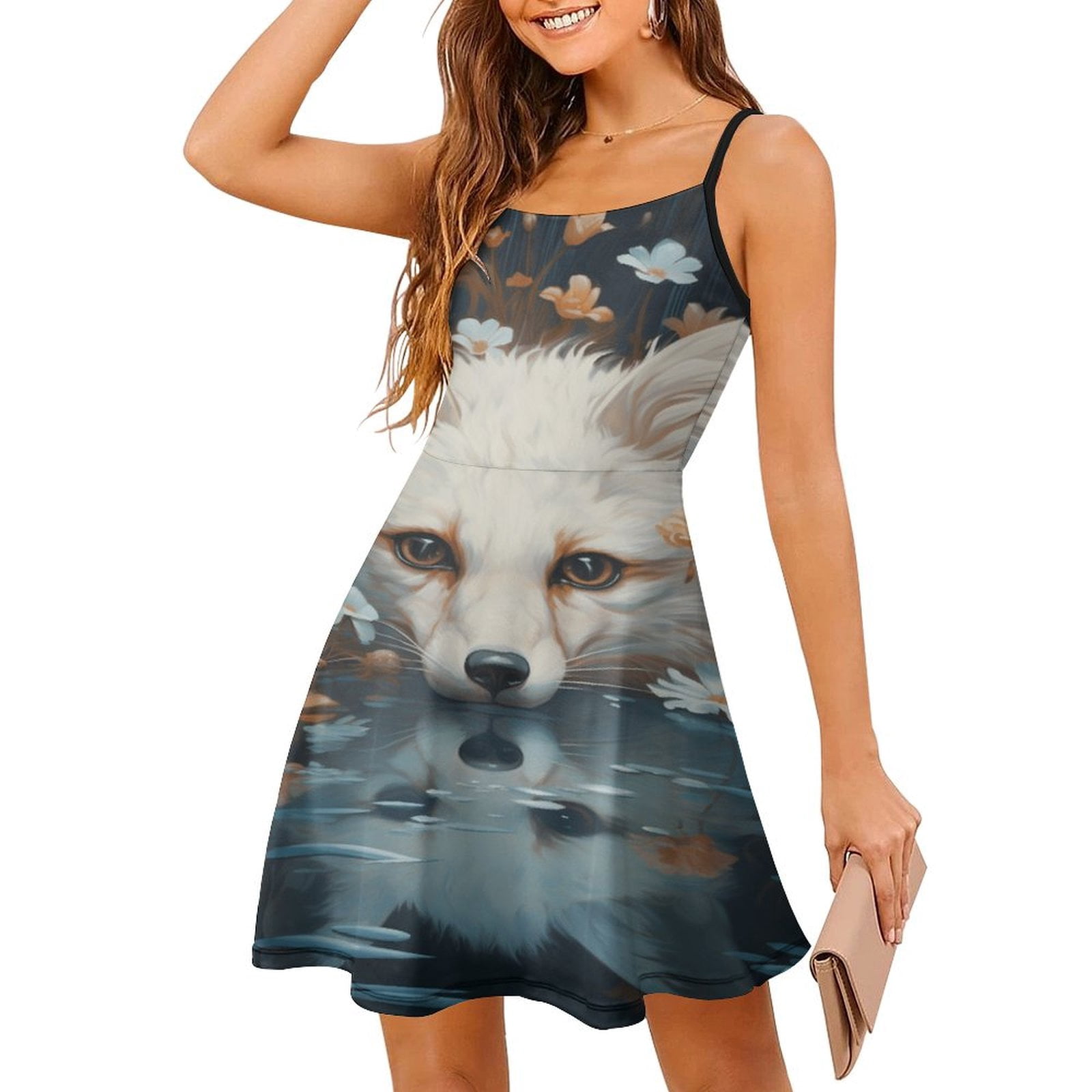 Woman's Dress Fox Women's Sling Dress Humor Graphic Cocktails - Walmart.com
