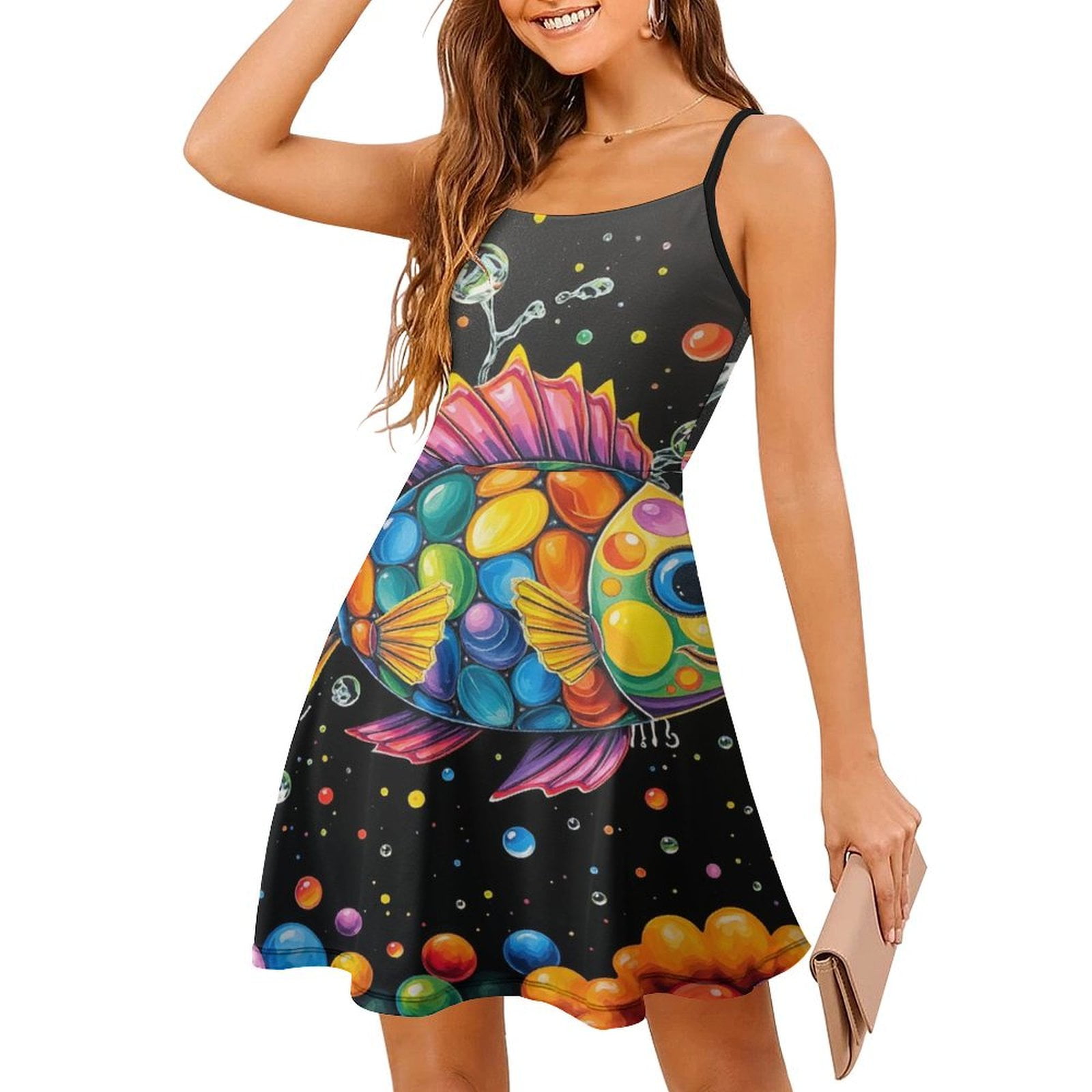 Woman's Dress Rainbow Fish Woman's Clothing Women's Sling Dress ...