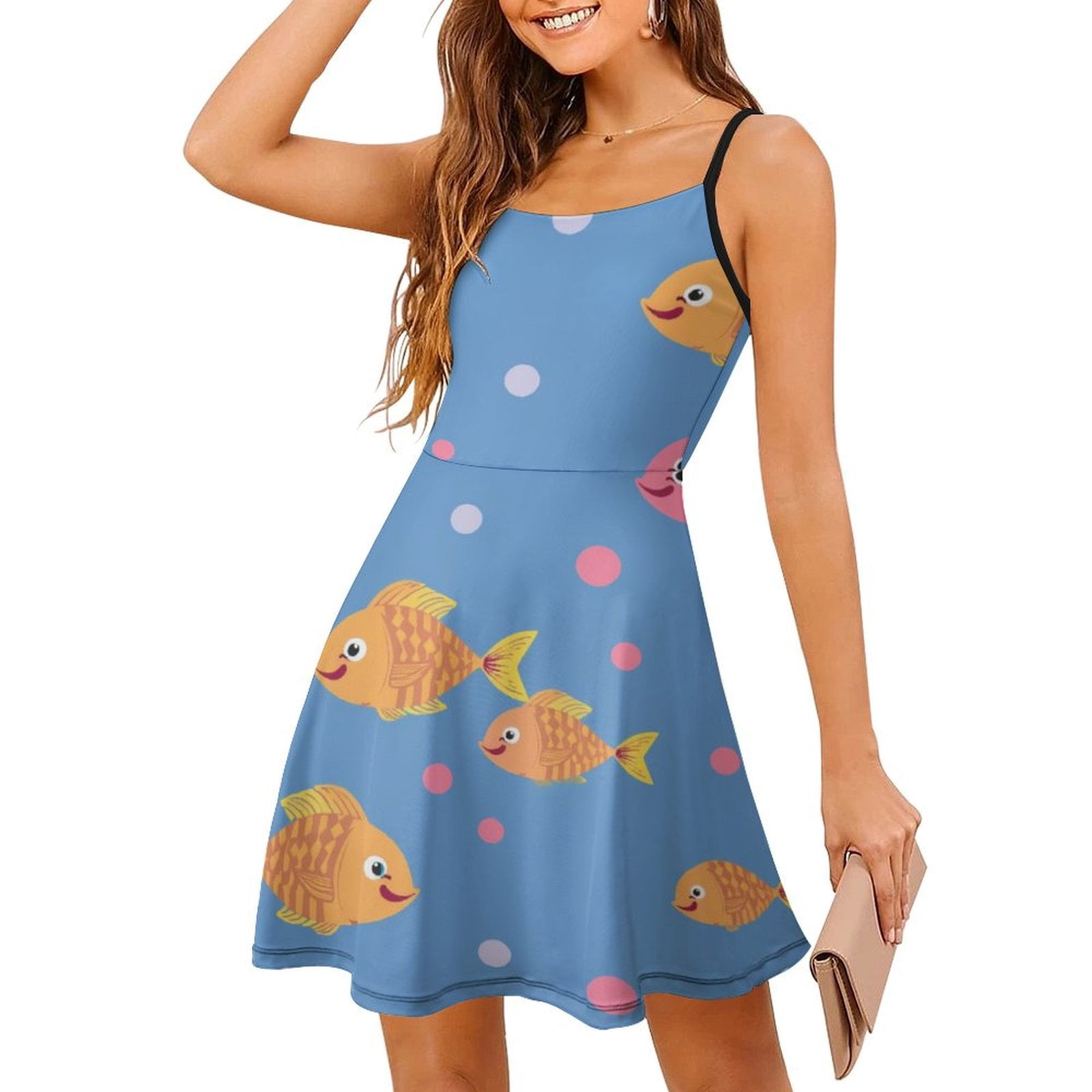 Woman's Dress Rainbow Fish Woman's Clothing Women's Sling Dress ...