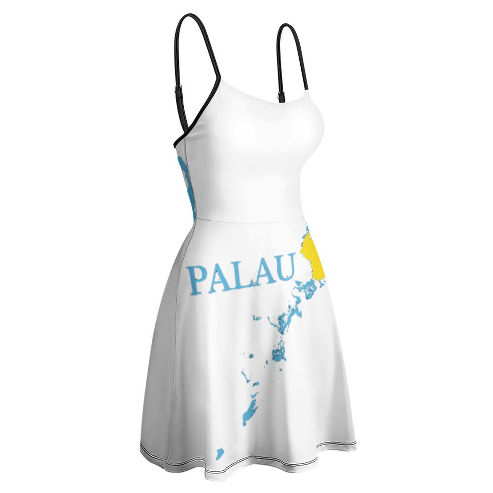 Woman's Dress Republic of Palau Beluu Er A Belau Map Flag Women's Sling ...
