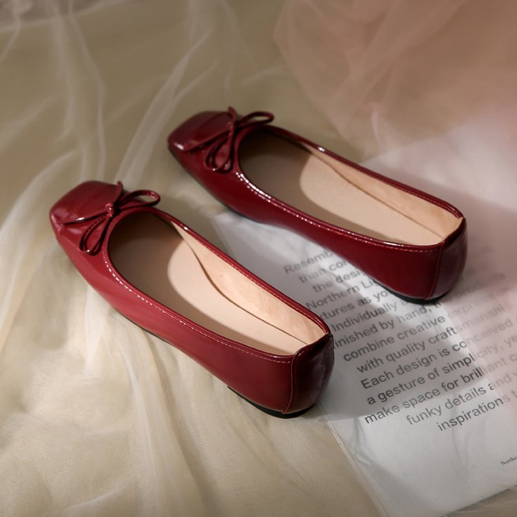 Woman's Flats Patent Leather Ballet Flats Bowtie Boat Shoes Low Heels ...