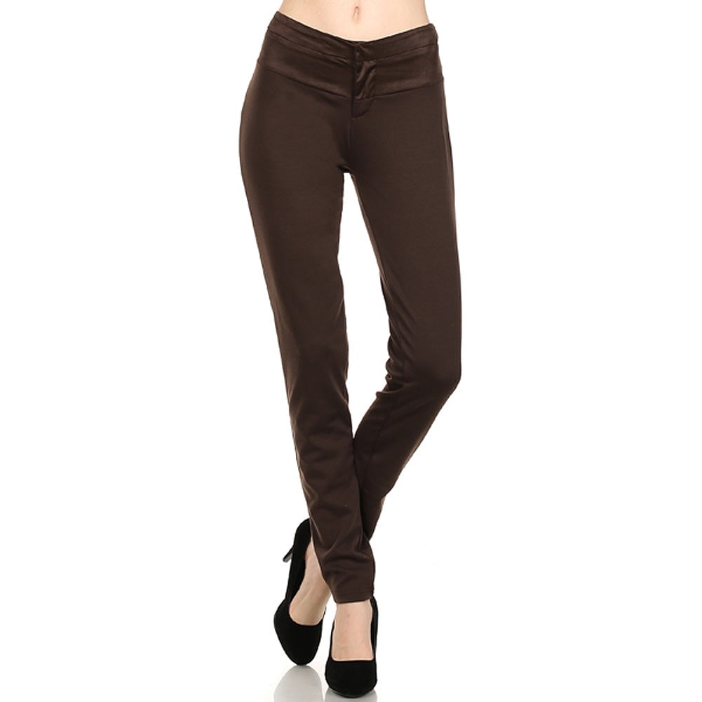 Woman's Stretch Ponte Roma Pants Dark Brown - Walmart.com