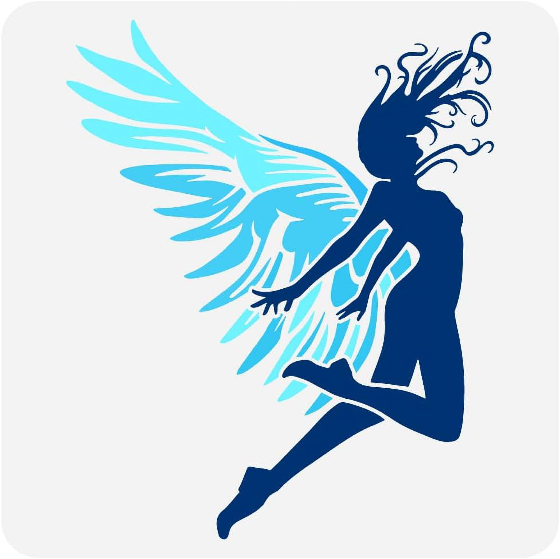 Woman with Wings Flying Painting Stencil 11.8x11.8 inch Woman with ...