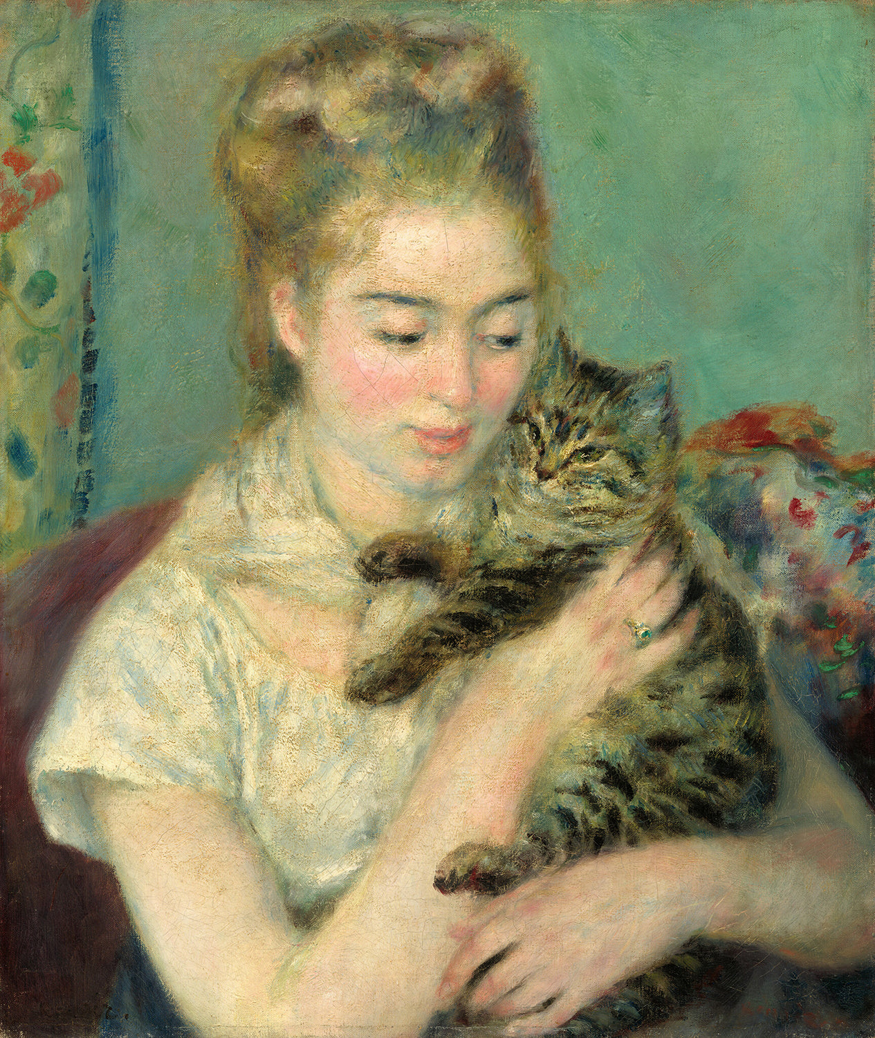 Woman with a Cat by Auguste Renoir - 12" x 18" Art Print Wall Decor ...
