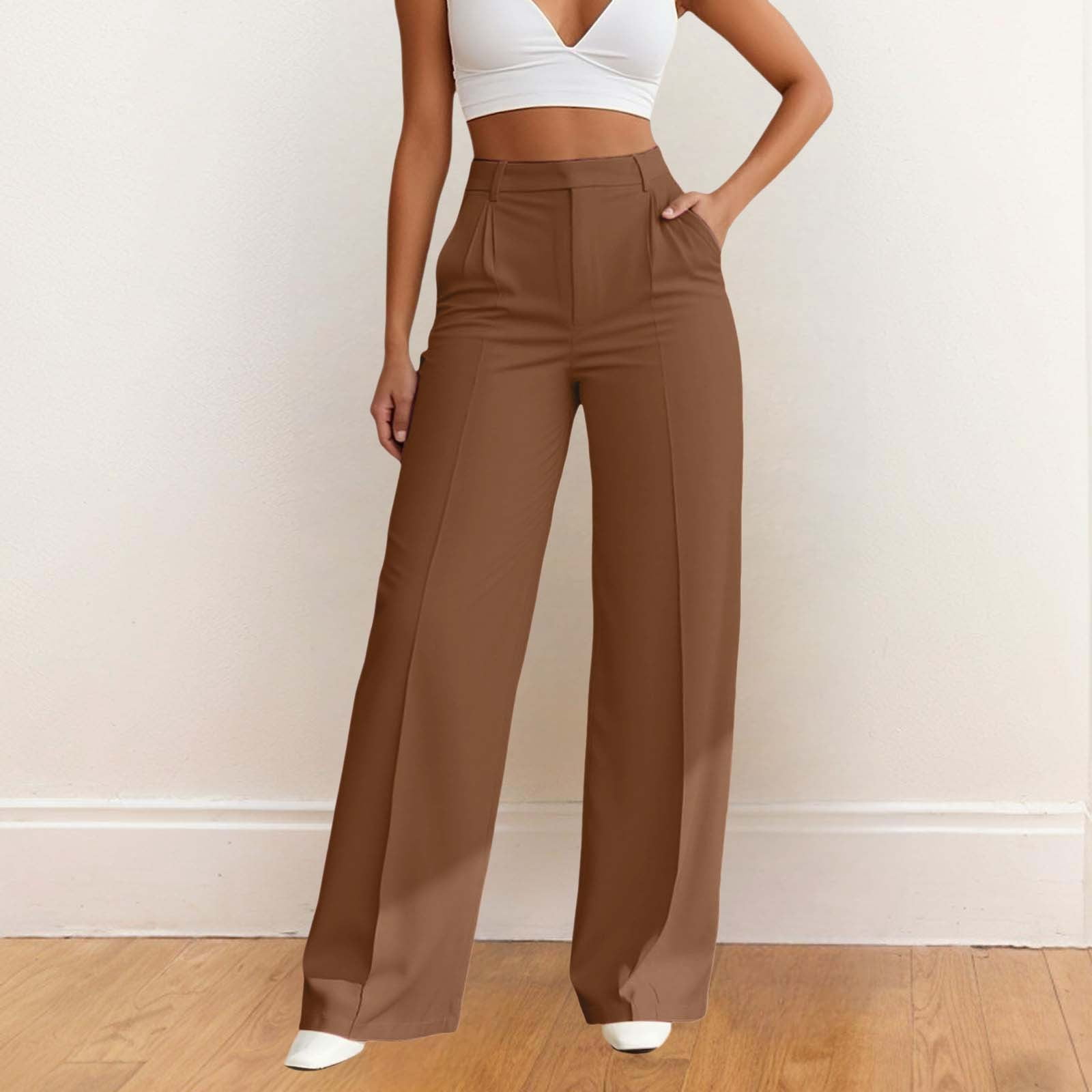 Womans Pants High Waisted Trousers Baggy Brown Pants Womens Pants ...