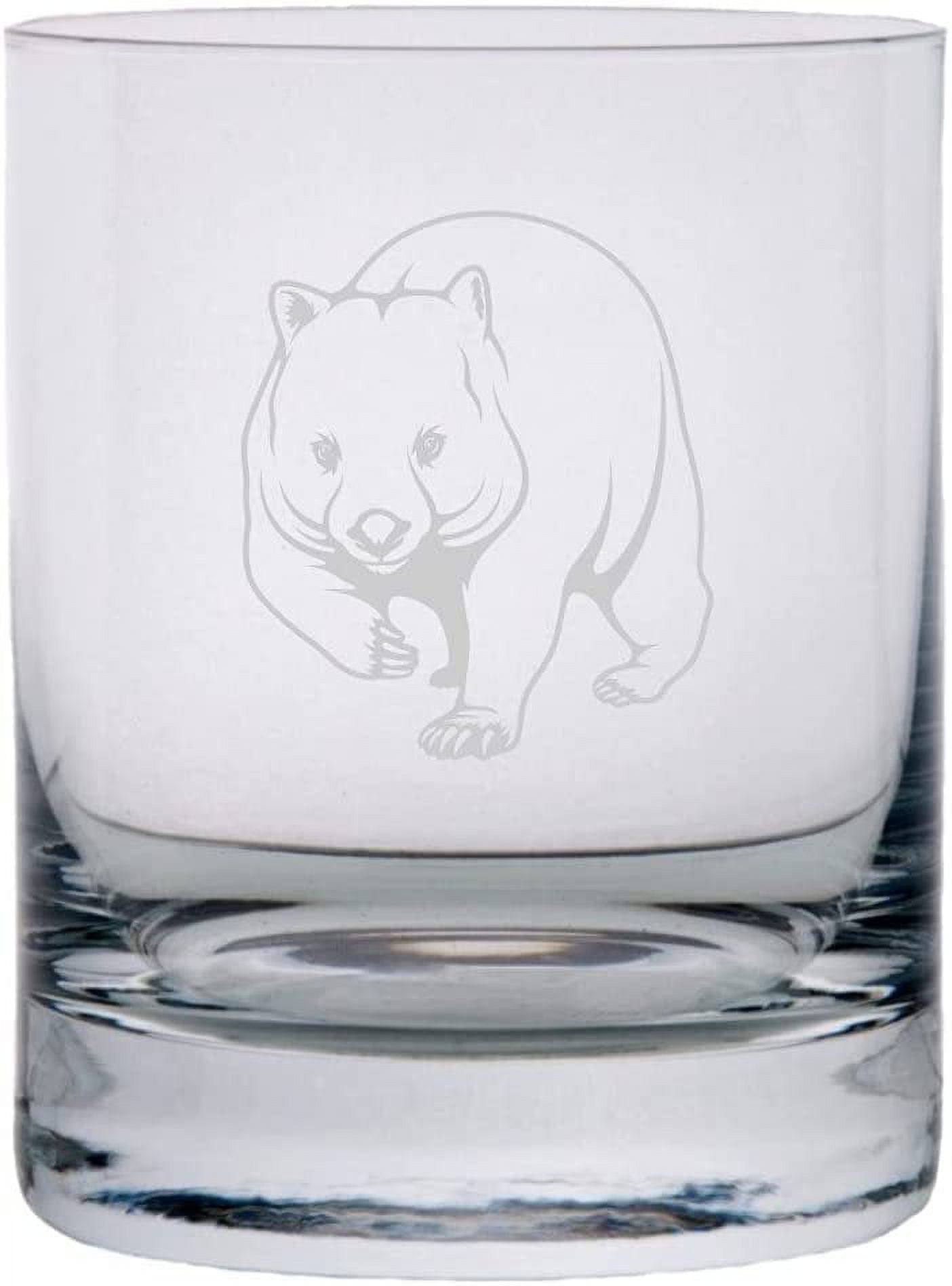 Wombat Body Zoo Animal Themed Etched 10.25oz Crystal Rocks Whisky Glass ...