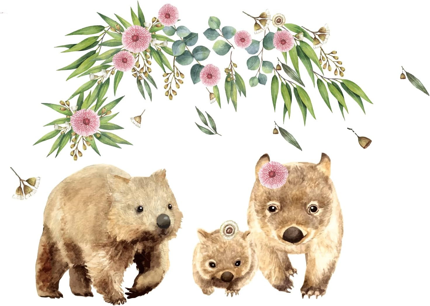 Wombat Family Wall Decals Stickers Eucalyptus Vinyl Wall Stickers ...