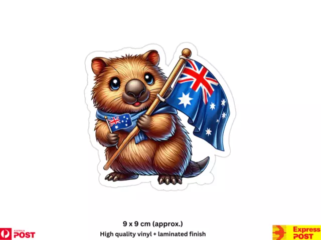 Wombat With Australian Flag Cute Aussie Sticker Phone Decal Water ...