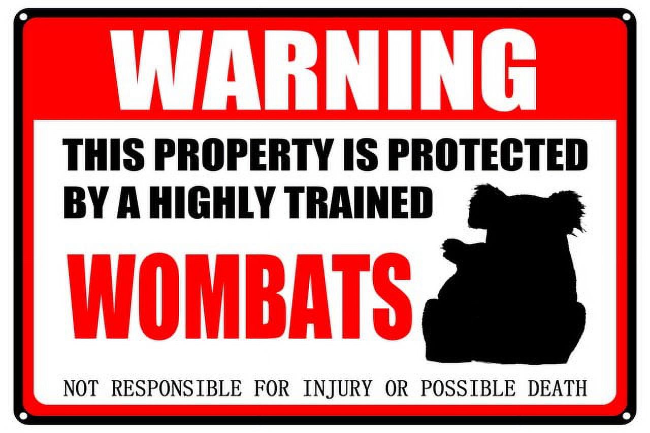 Wombats Warning Aluminum Metal Sign Pet Gift,This Property Is Protected ...