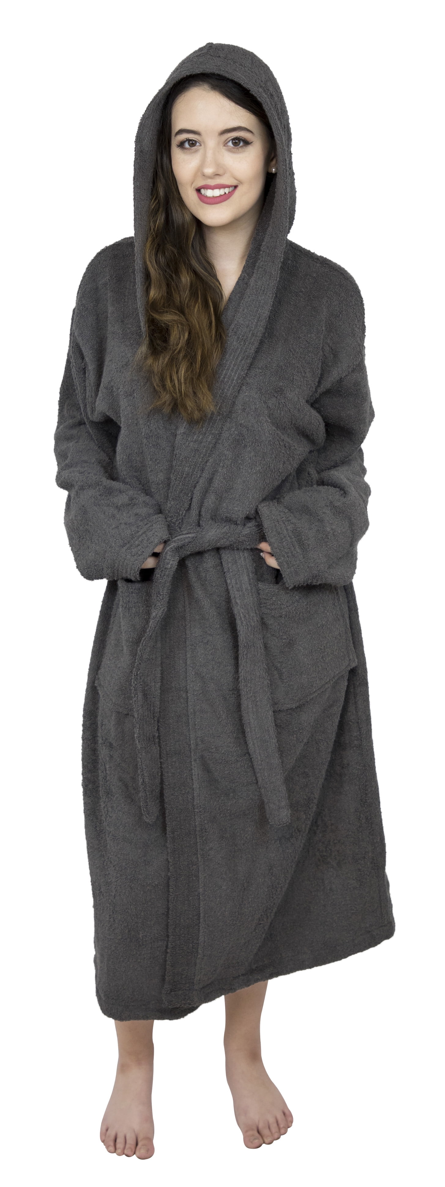Skyline Wears Women's Luxury Terry Cotton Hooded Shawl Bathrobe, Towel Cloth Spa Robe - Walmart.com