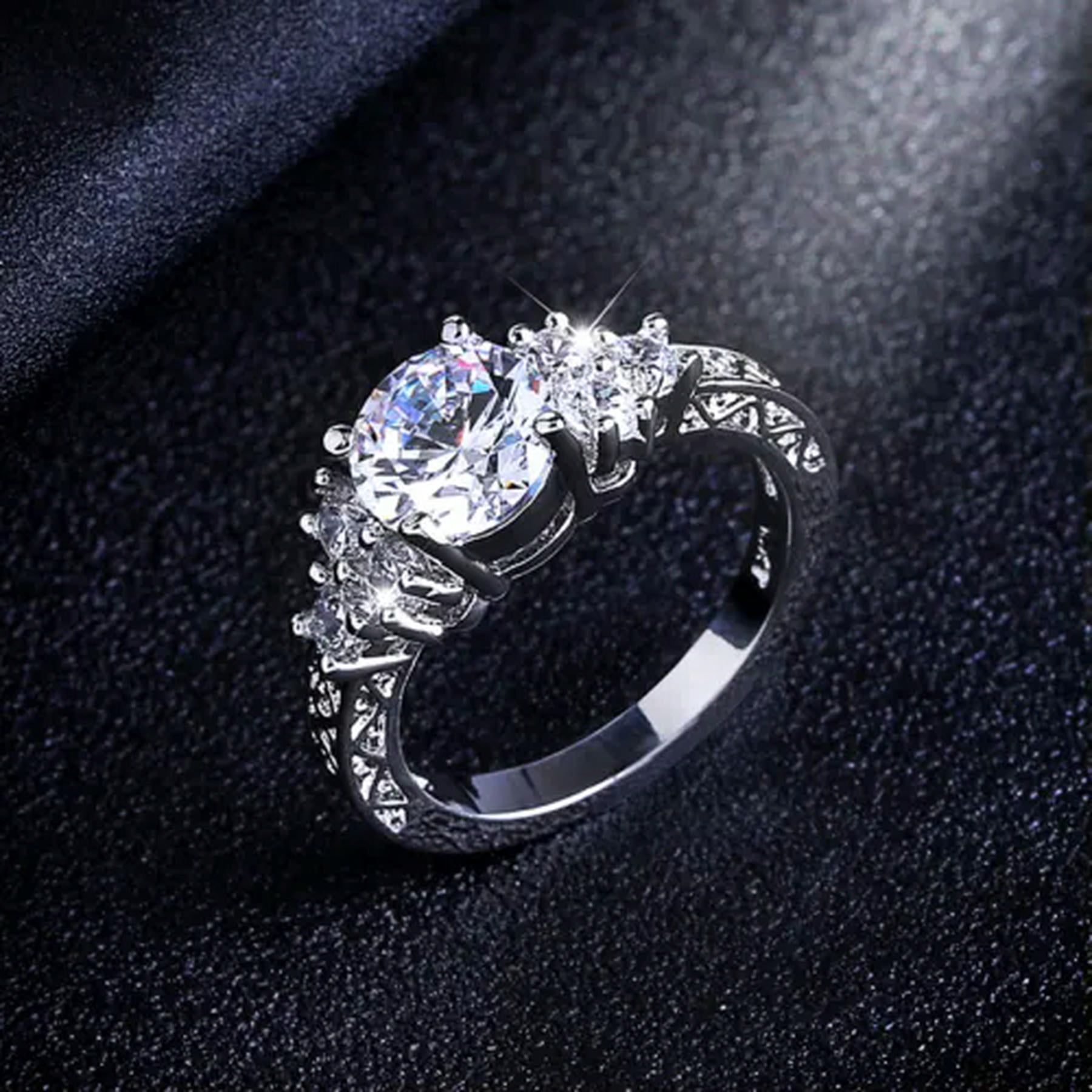 Women 10Kt White Gold Filled Engagement Ring White Zirconia Gift Band ...