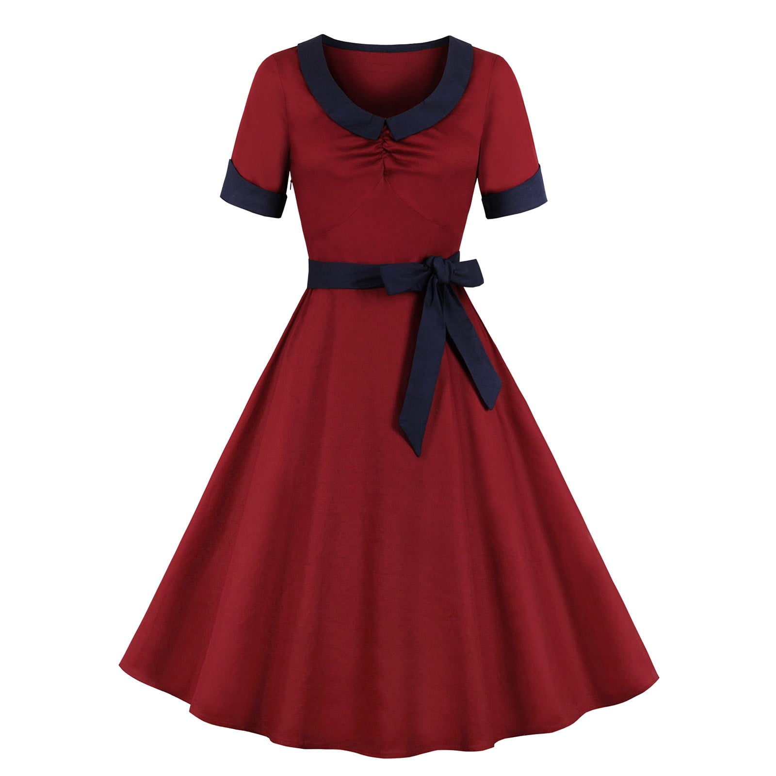Women 1950s Retro Vintage Formal Cocktail Swing Dresses Short Sleeve ...