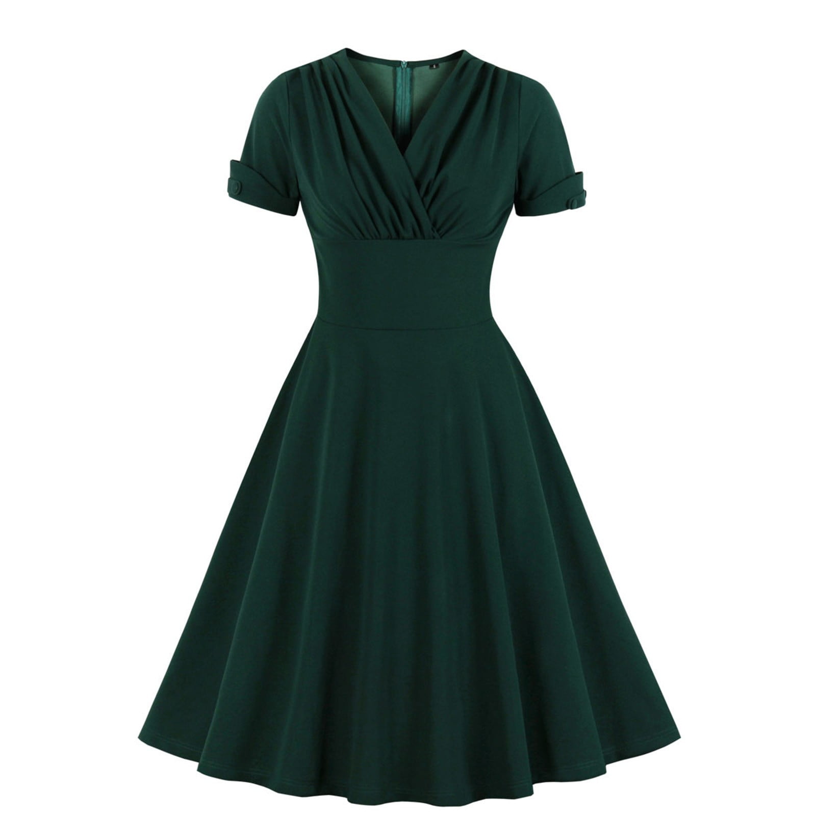 Women 1950s Retro Vintage Formal Cocktail Swing Dresses Short Sleeve ...