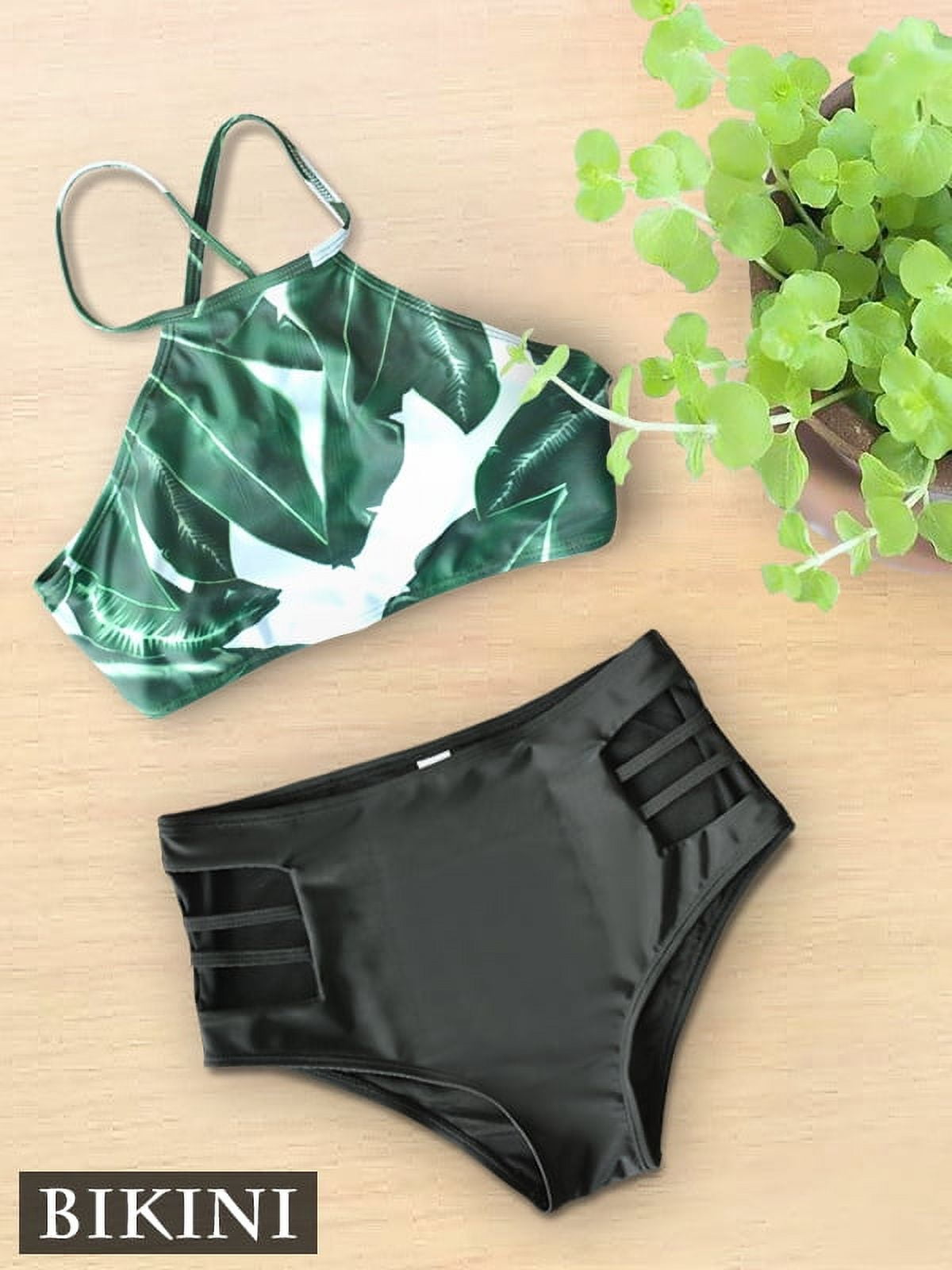 Women 2 Piece Floral Printing Top Bikini Set Iclover Fashion Falbala