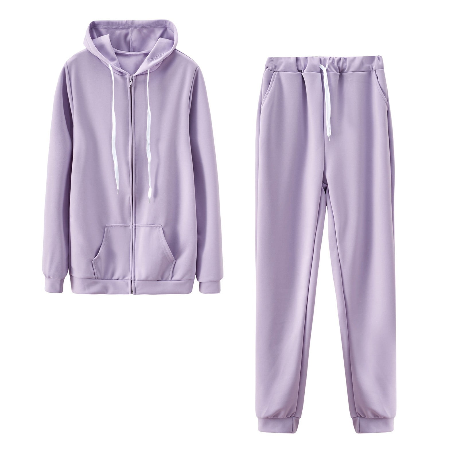 Women 2 Piece Sweatsuit Outfits Sets Zipper Up Hooded Sweatshirt And ...