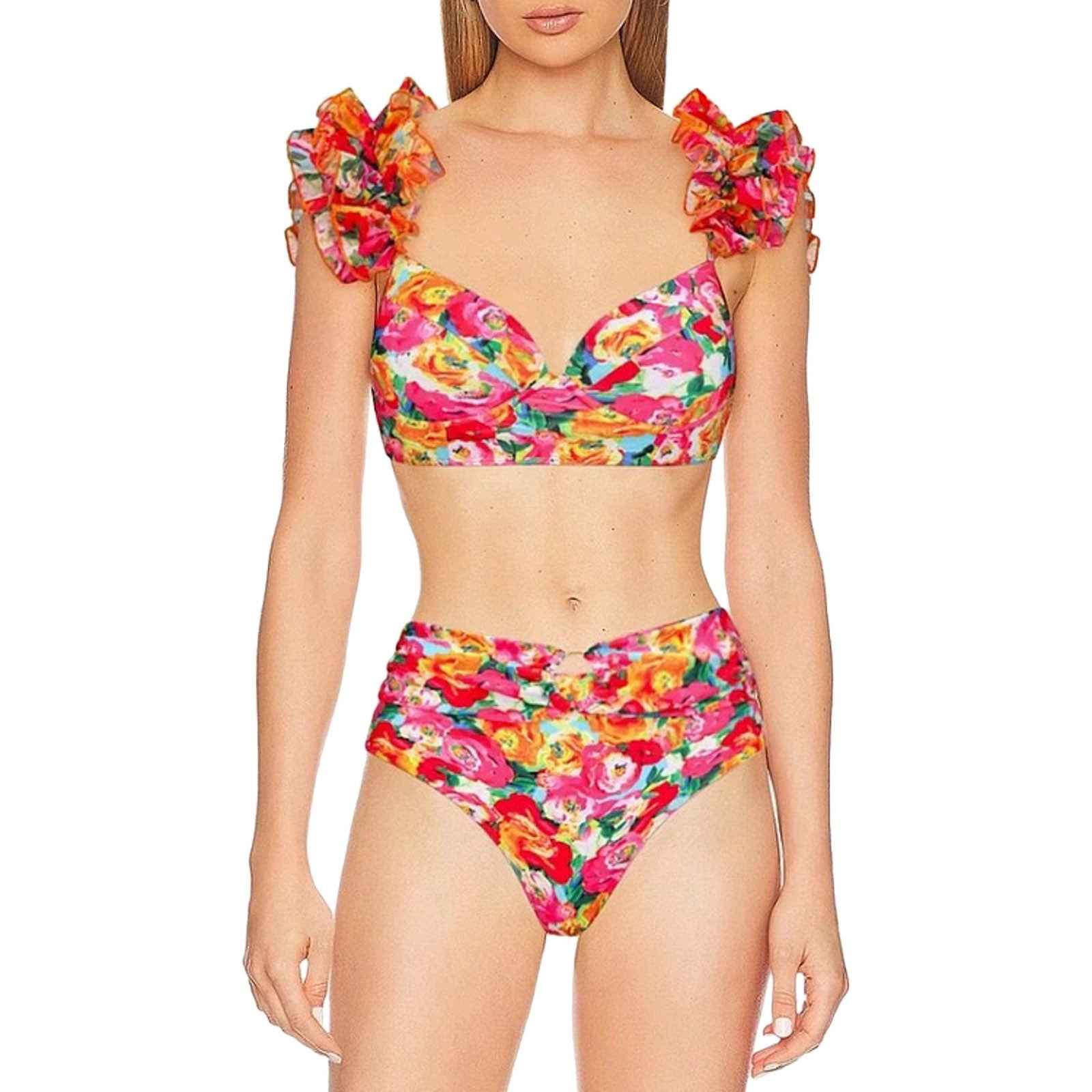 Women 2 Piece Swimwear1 Piece Cover Up Two Piece Vintage Print Swimsuit Monokini Bikini 3 Piece